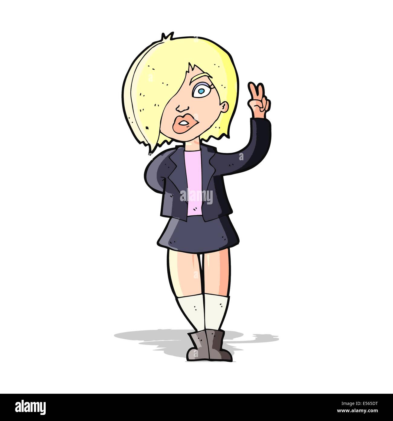 cartoon cool girl giving peace sign Stock Vector Image & Art - Alamy