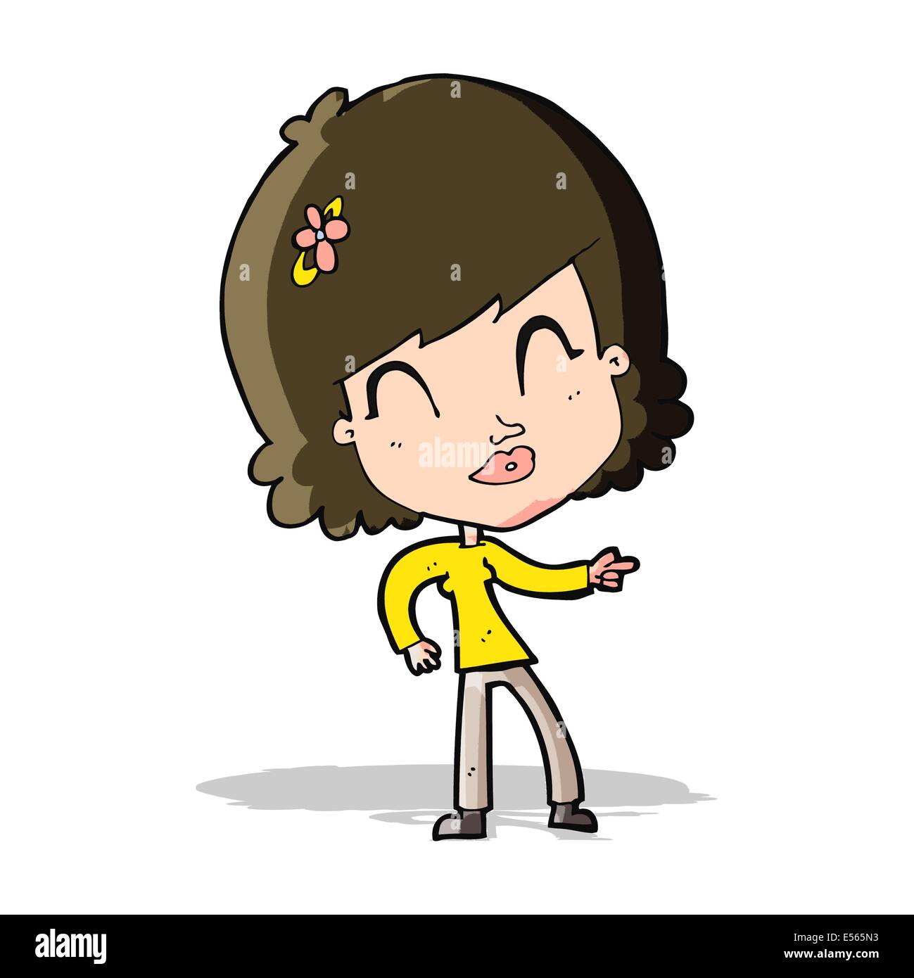 cartoon happy woman pointing Stock Vector Image & Art - Alamy