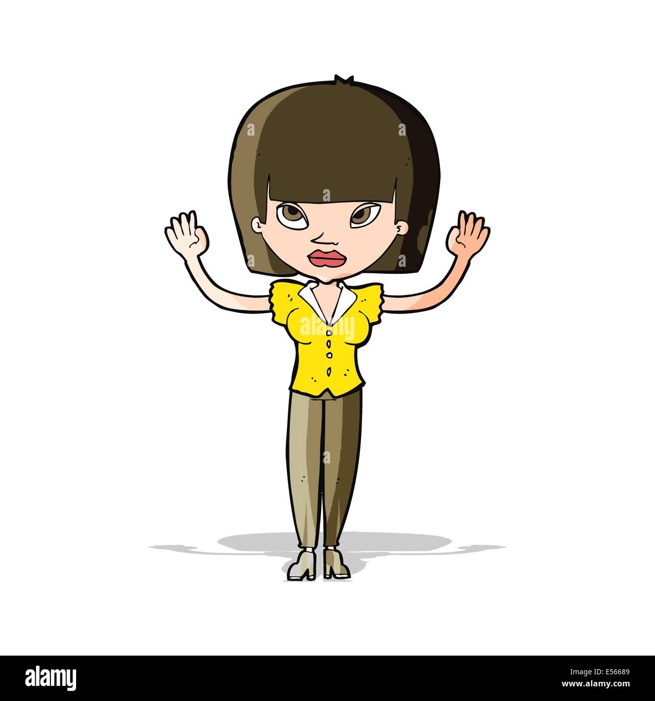 cartoon woman with raised hands Stock Vector Image & Art - Alamy