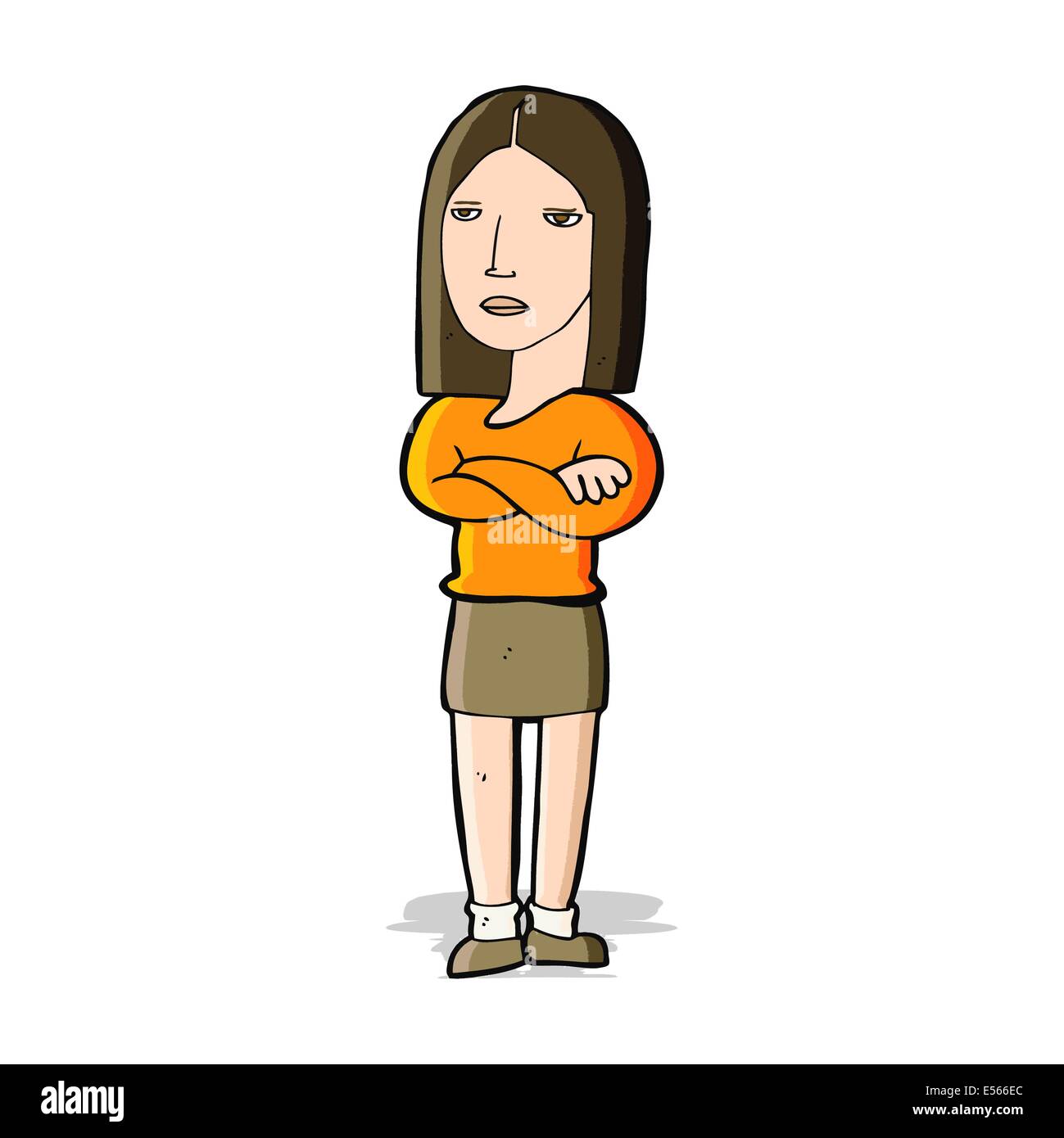 cartoon woman with folded arms Stock Vector Image & Art - Alamy