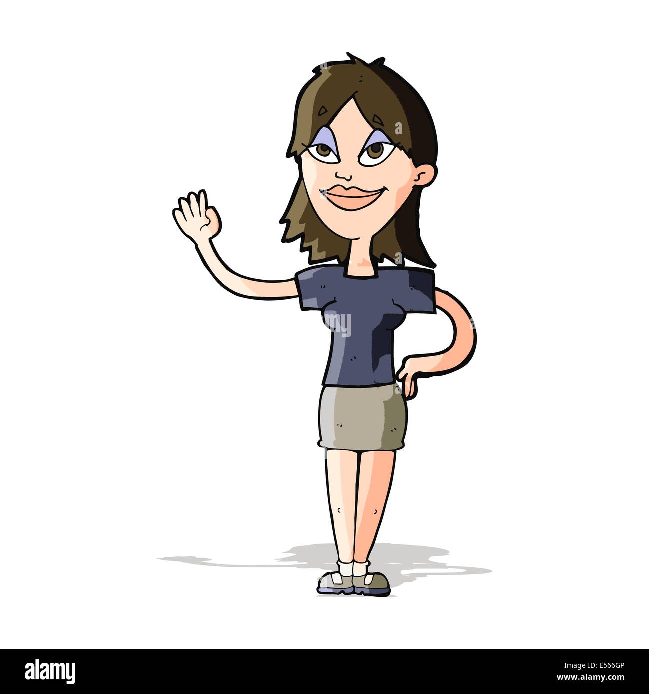 cartoon woman waving Stock Vector Image & Art - Alamy