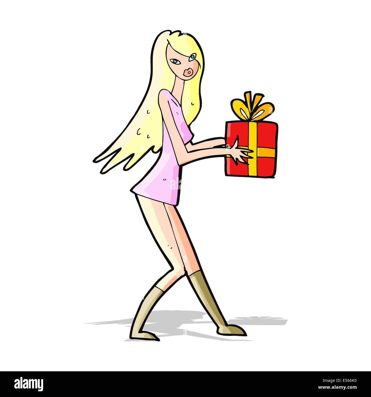 cartoon fashion girl with present Stock Vector Image & Art - Alamy