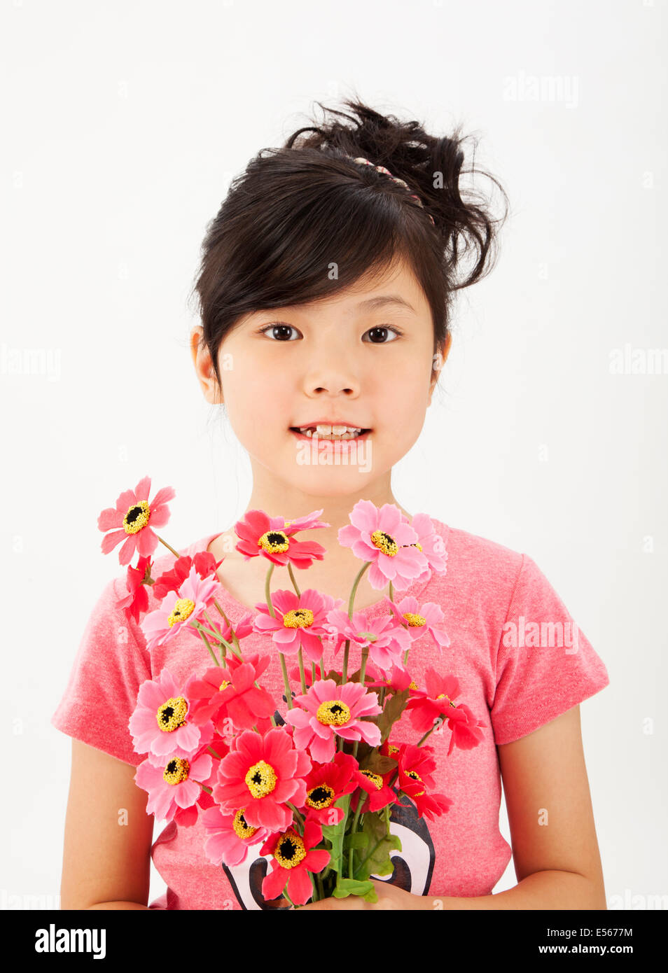 Asian chinese girl holding flower Stock Photo - Alamy