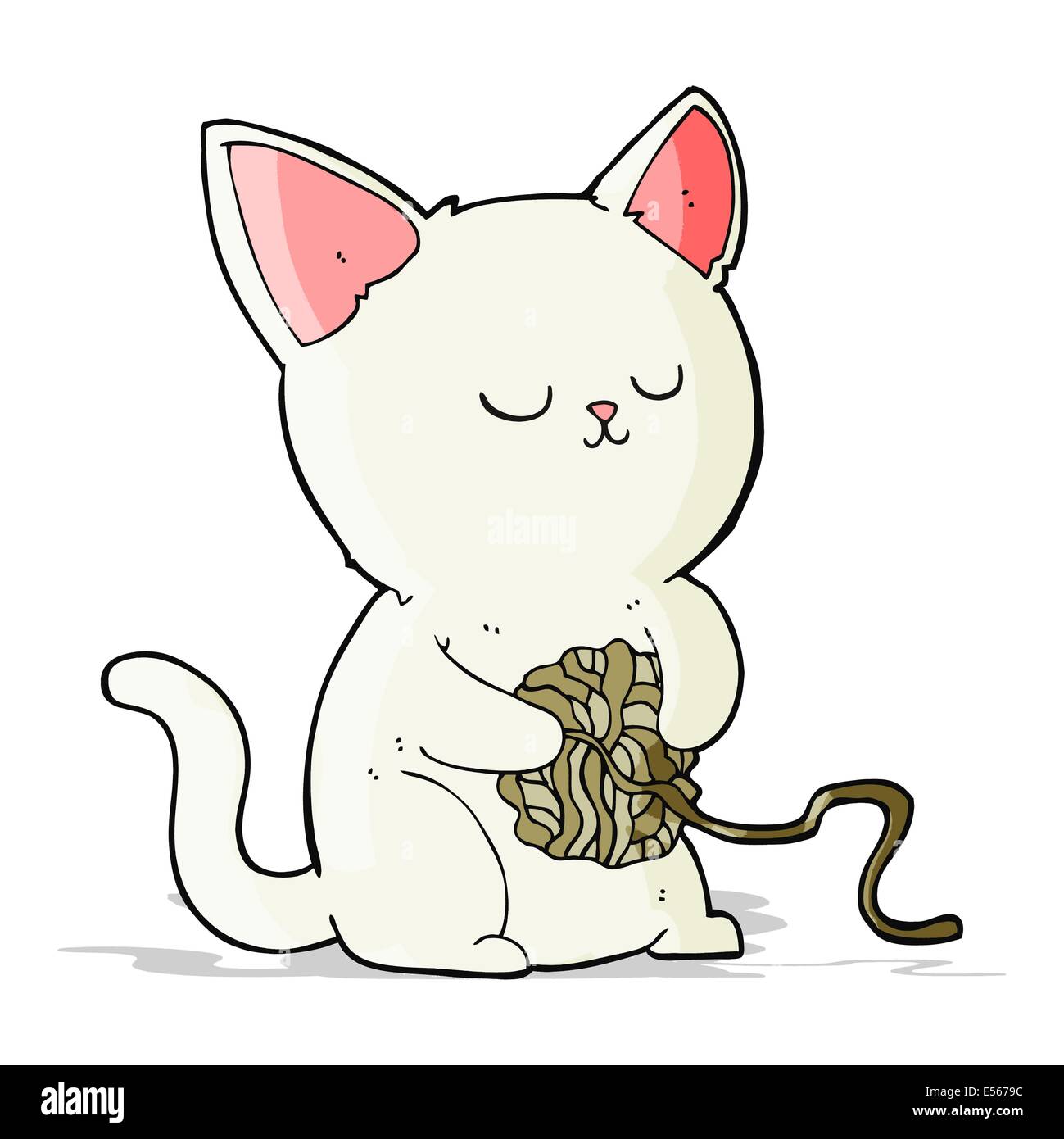 Cartoon Cat Playing With Yarn