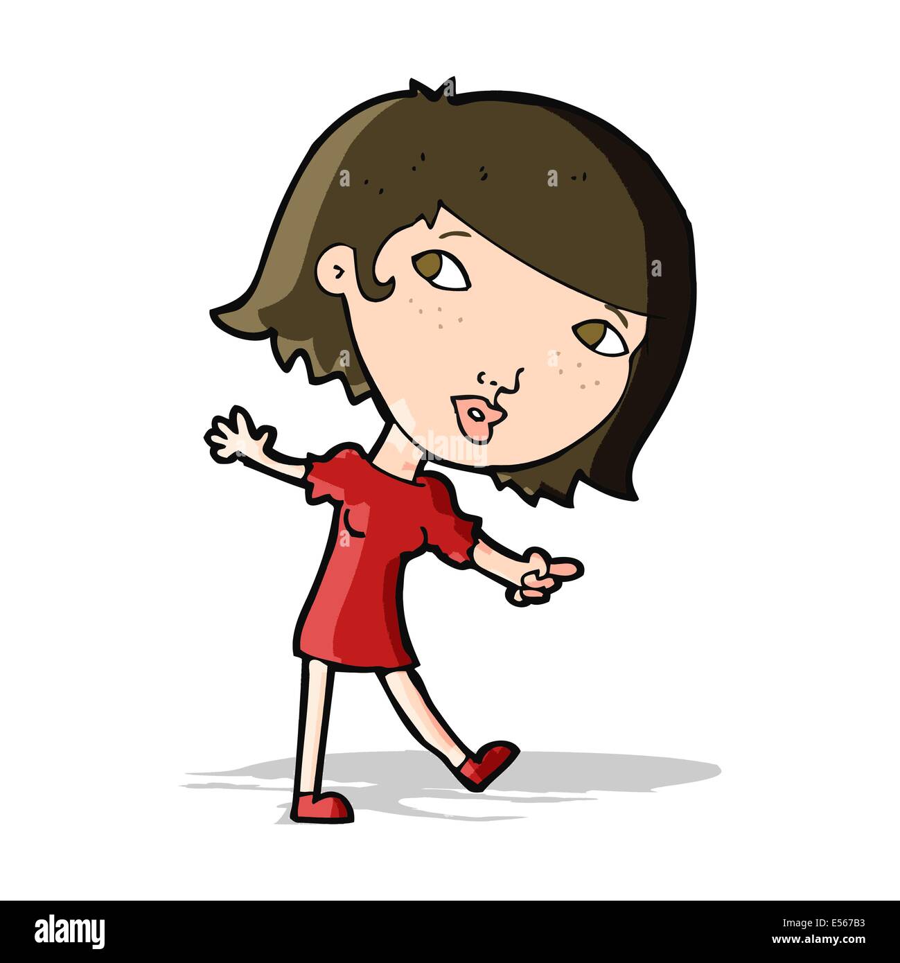 cartoon happy girl gesturing to follow Stock Vector Image & Art - Alamy
