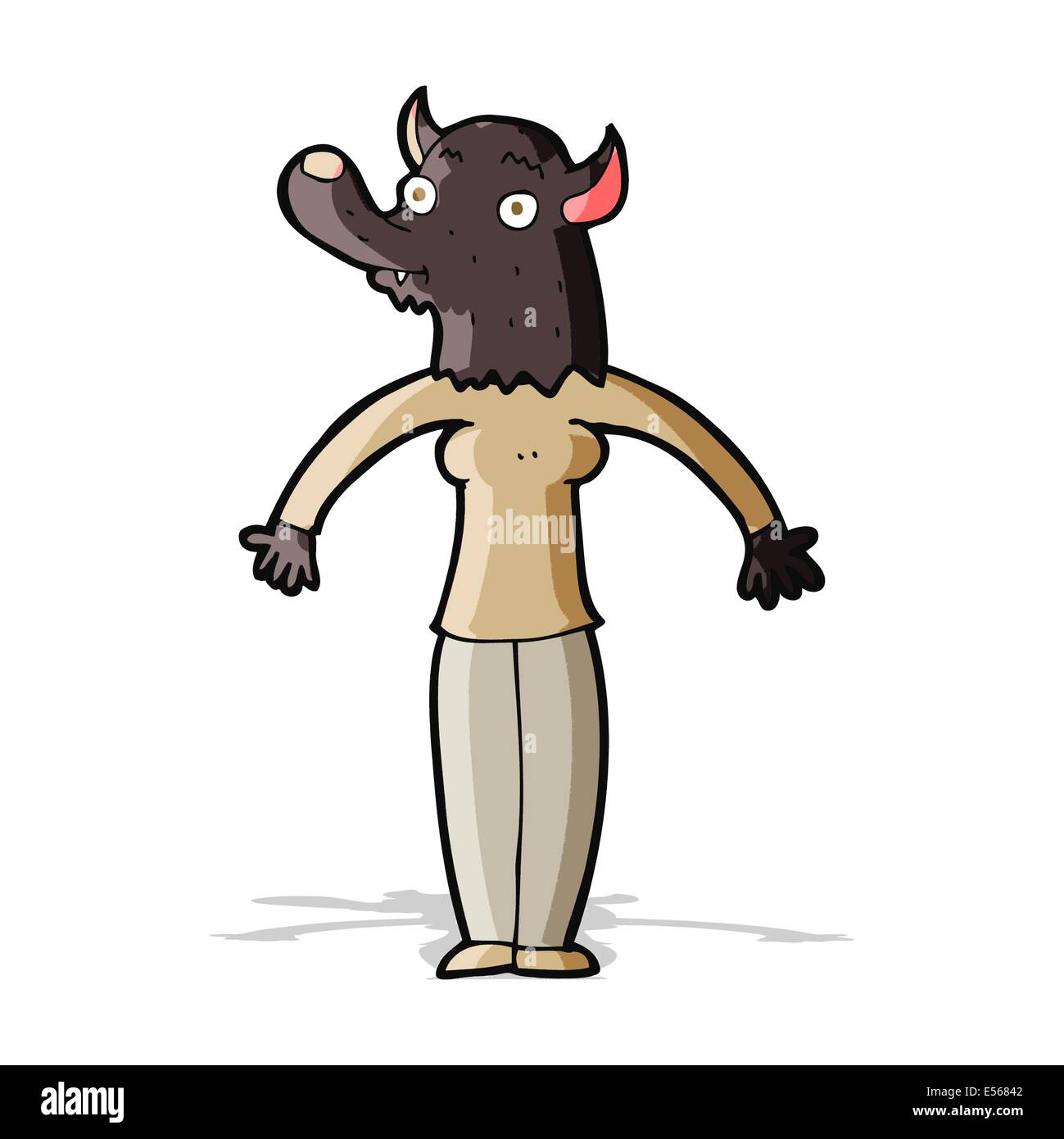 cartoon friendly werewolf woman Stock Vector Image & Art - Alamy