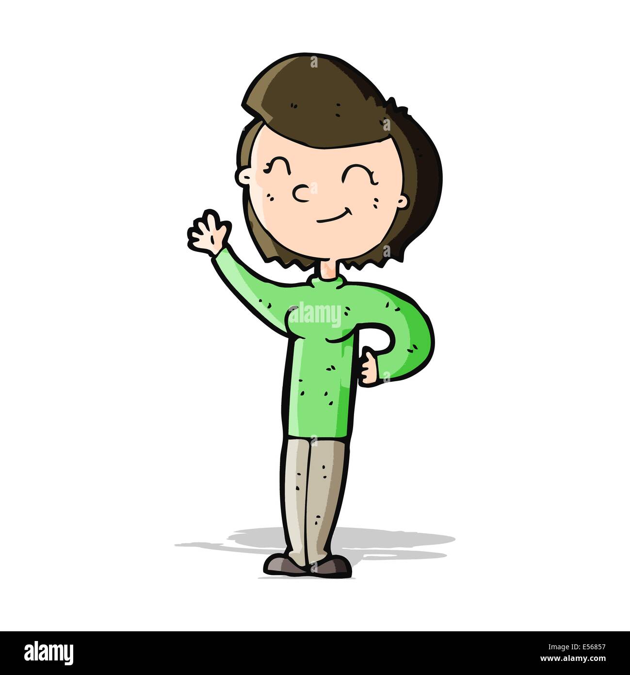 cartoon friendly waving woman Stock Vector Image & Art - Alamy