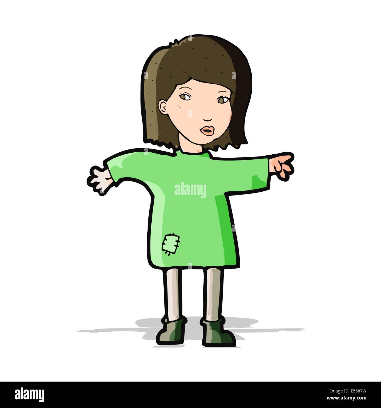 cartoon woman in patched clothing Stock Vector Image & Art - Alamy