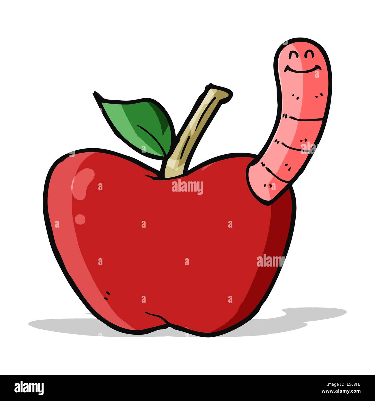 cartoon apple with worm Stock Vector Image & Art - Alamy