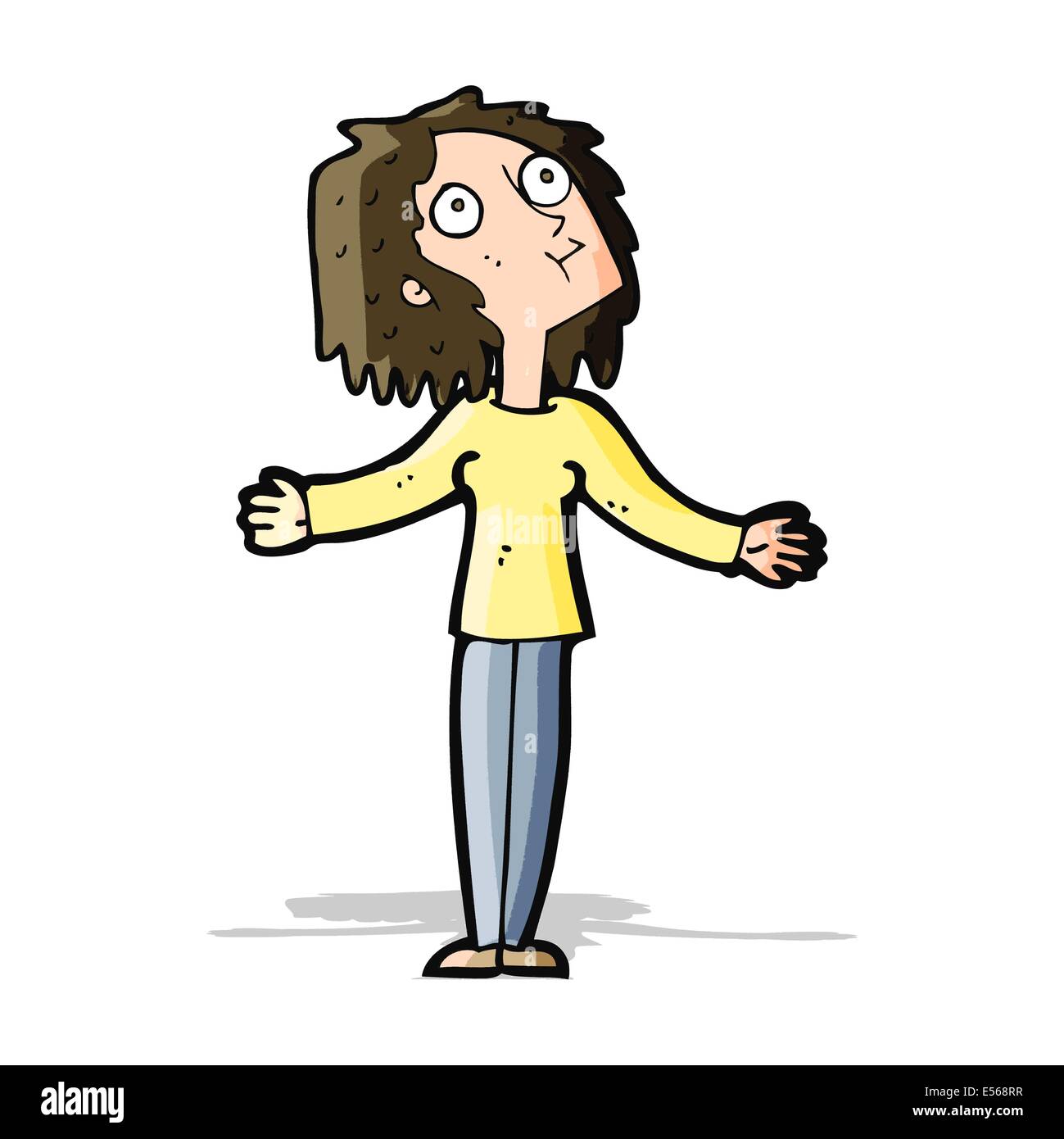 cartoon curious woman looking upwards Stock Vector Image & Art - Alamy