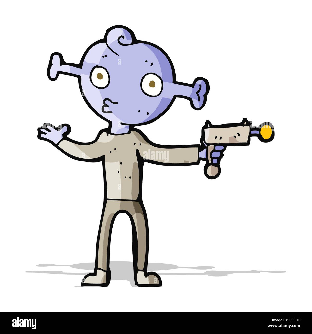 cartoon alien with ray gun Stock Vector Image & Art - Alamy