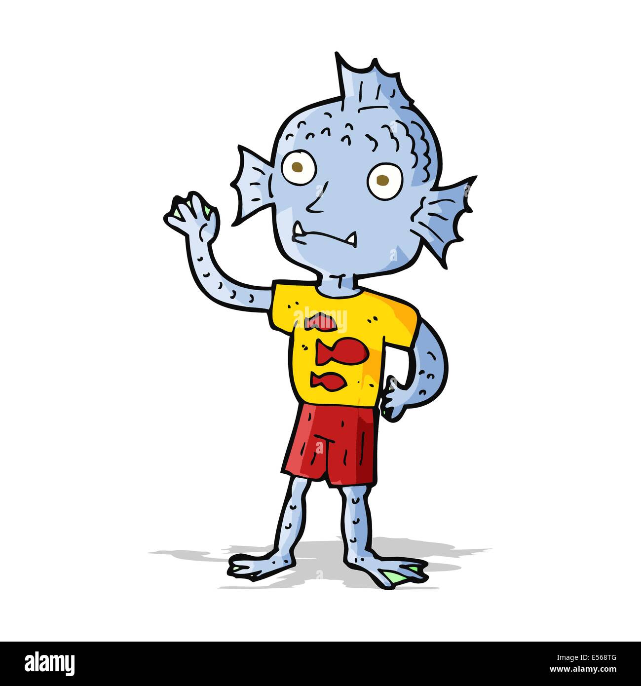 cartoon waving fish boy Stock Vector Image & Art - Alamy