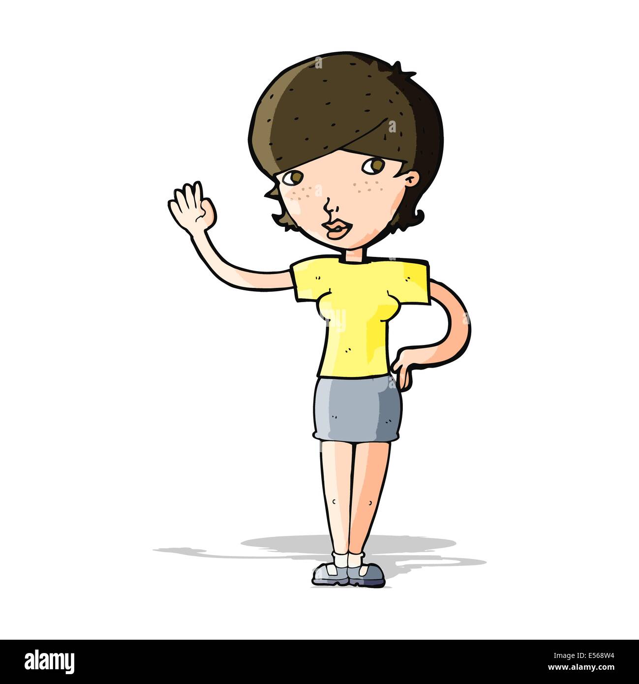 cartoon woman waving Stock Vector Image & Art - Alamy