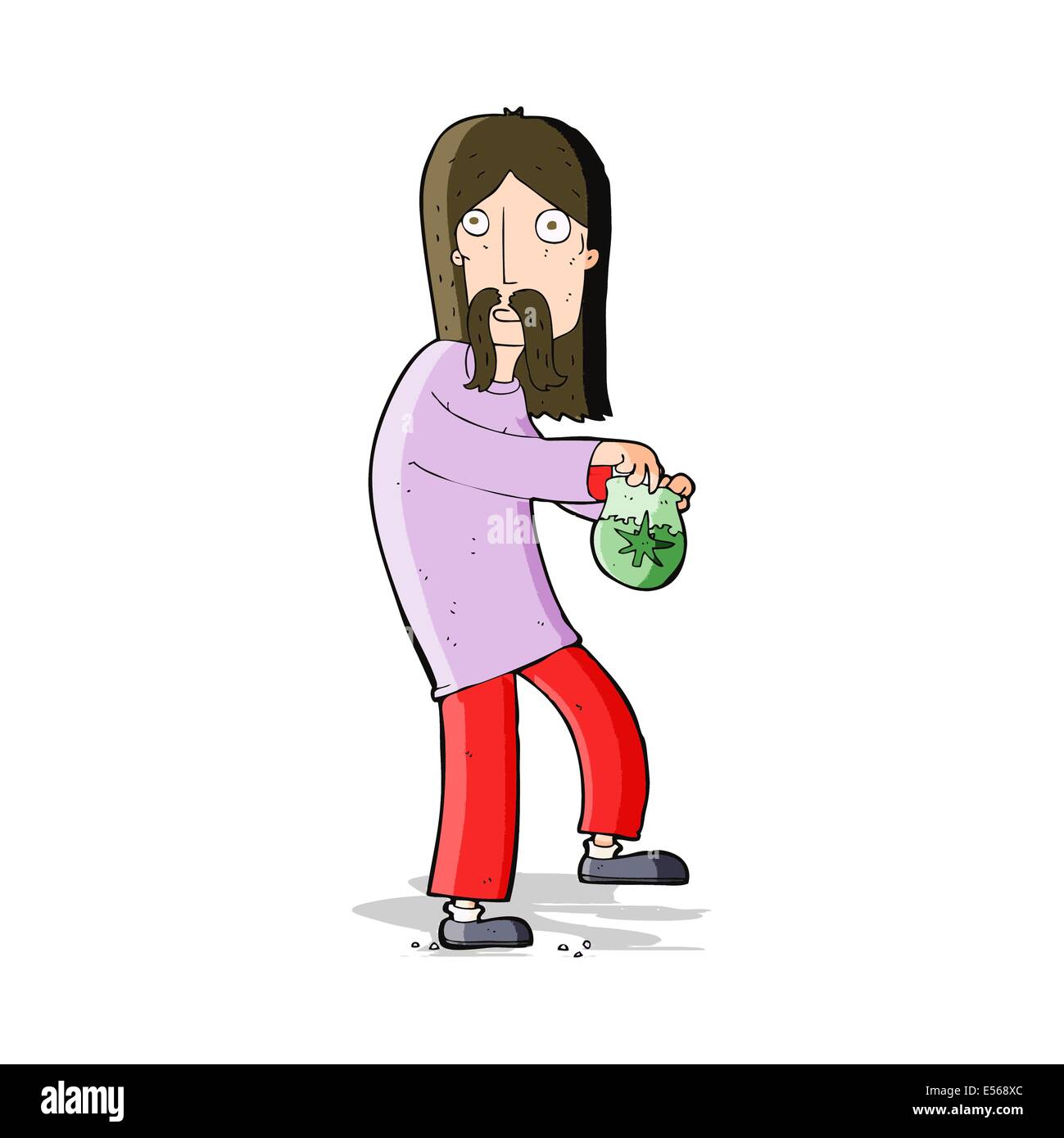 cartoon hippie man with bag of weed Stock Vector Image & Art - Alamy