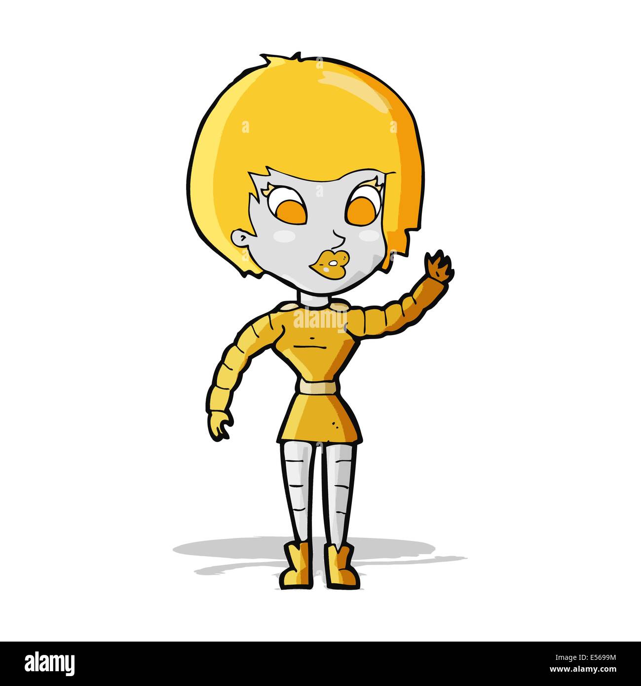 cartoon robot woman waving Stock Vector Image & Art - Alamy