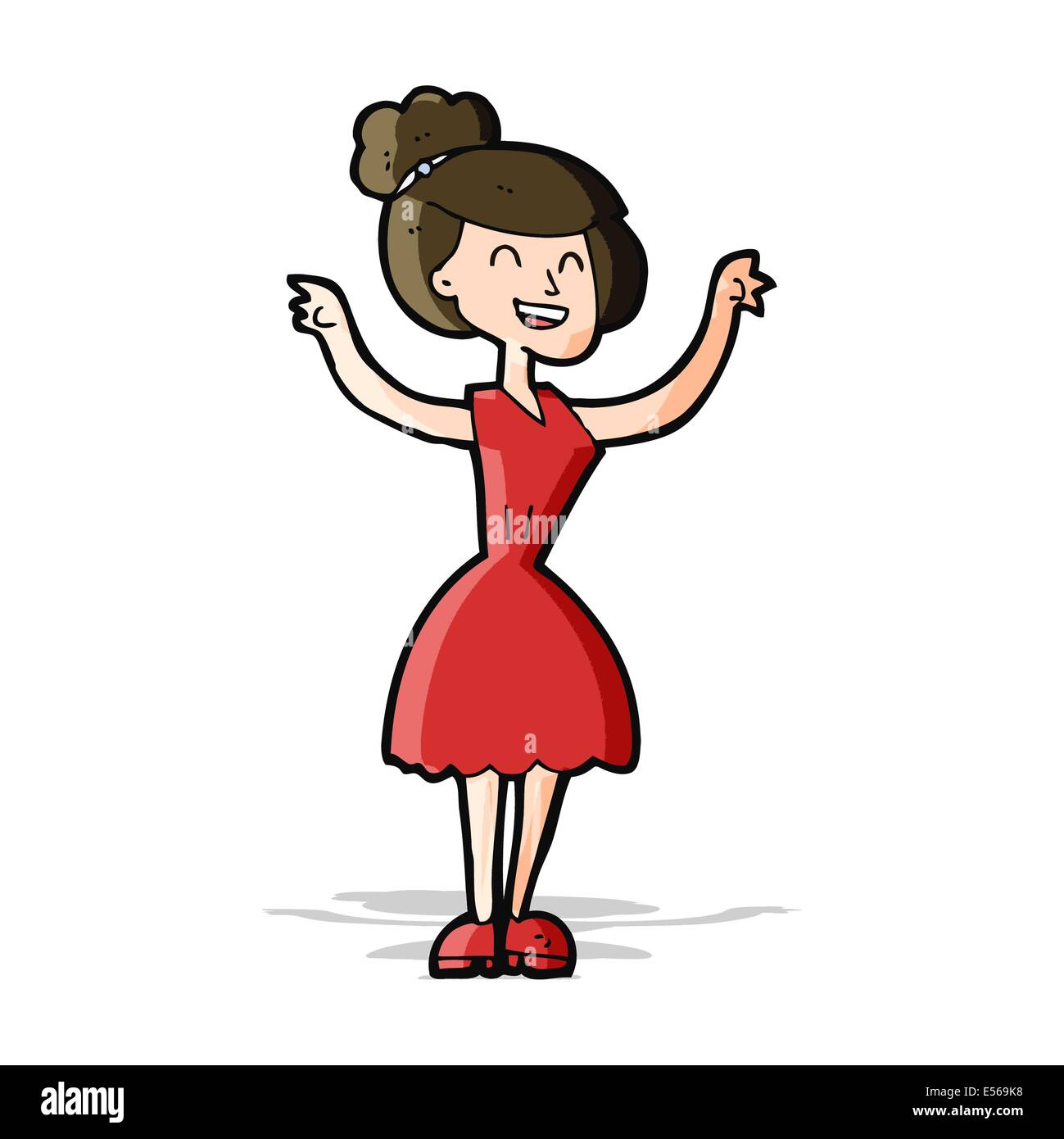 cartoon woman with raised arms Stock Vector Image & Art - Alamy