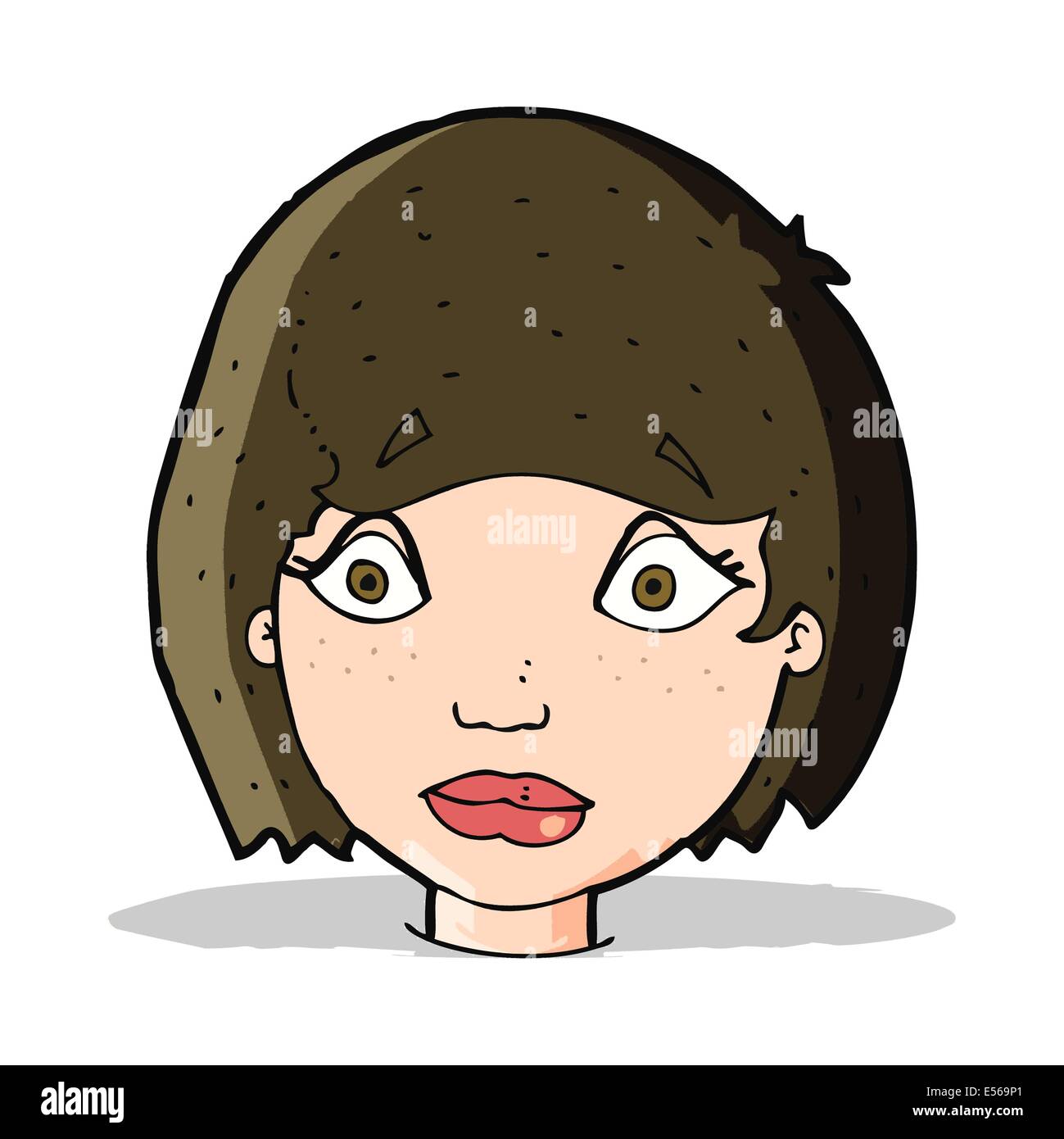 Cartoon worried female face Stock Vector Images - Alamy