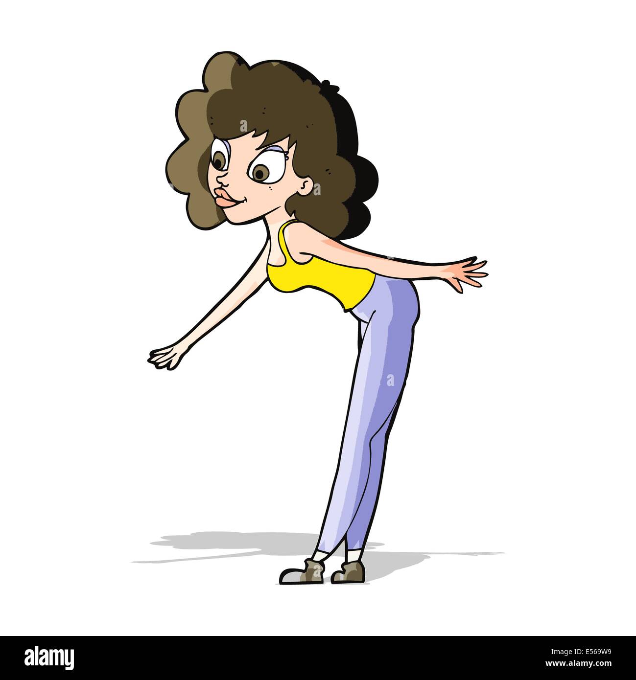 cartoon woman reaching to pick something up Stock Vector Image & Art ...