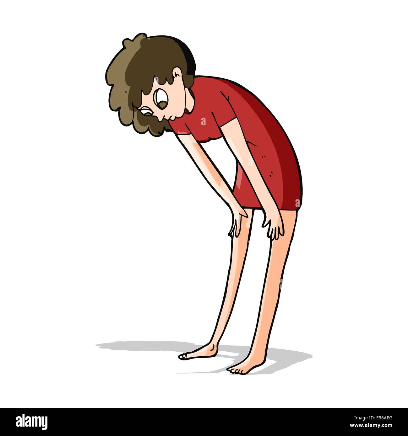cartoon woman looking at her feet Stock Vector Image & Art - Alamy