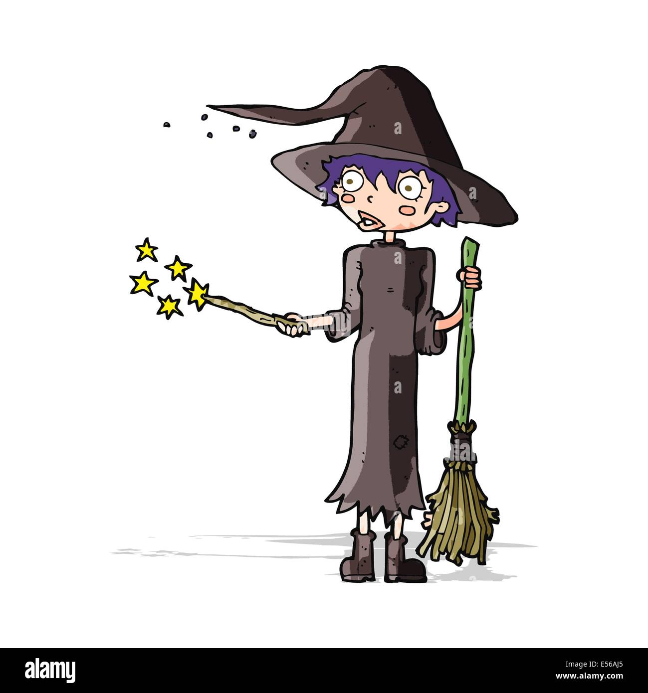 cartoon witch casting spell Stock Vector Image & Art - Alamy