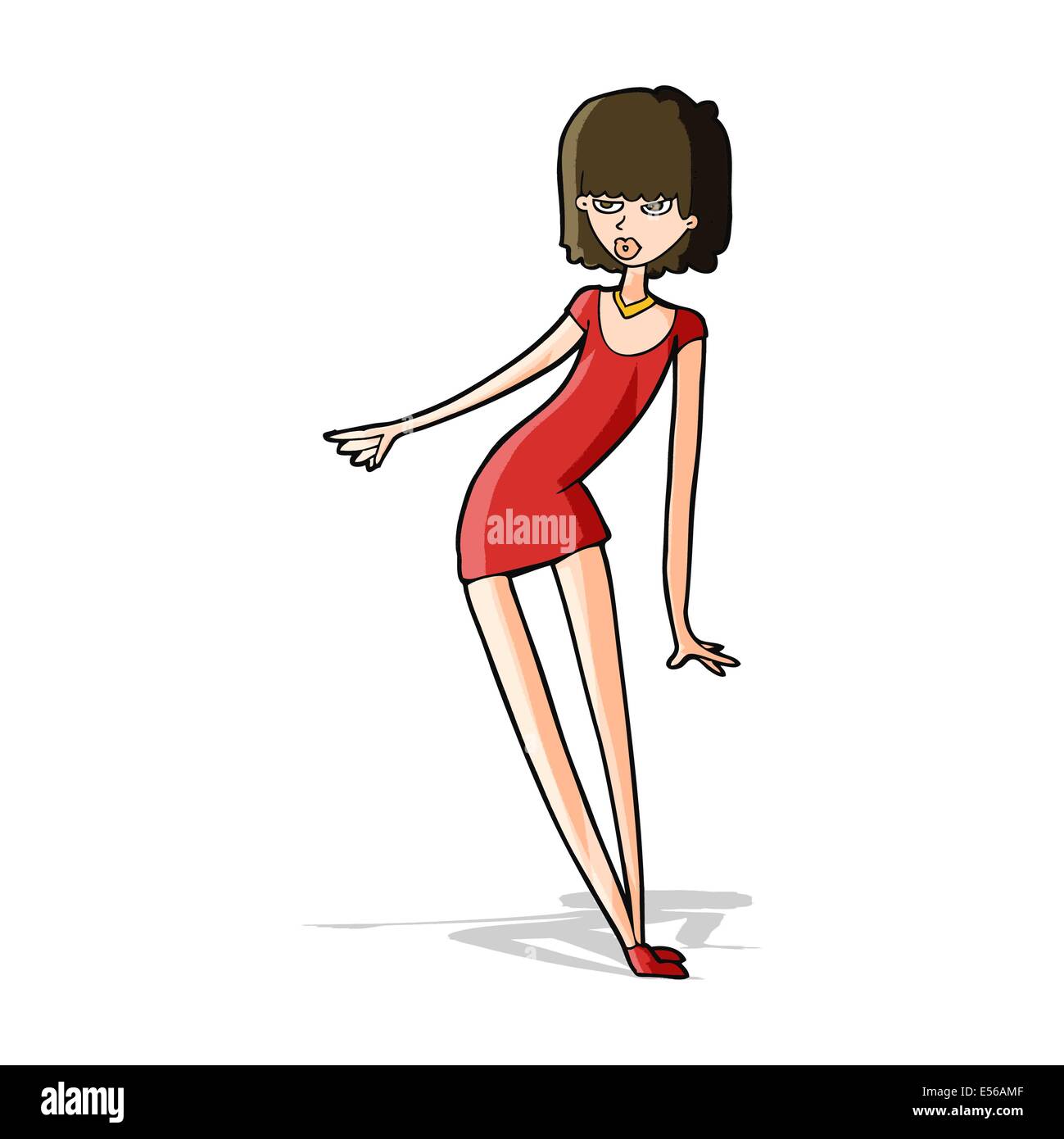 cartoon woman in dress leaning Stock Vector Image & Art - Alamy