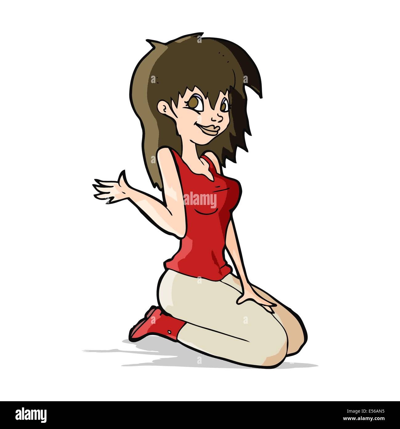 Cartoon pretty girl waving Cut Out Stock Images & Pictures - Alamy