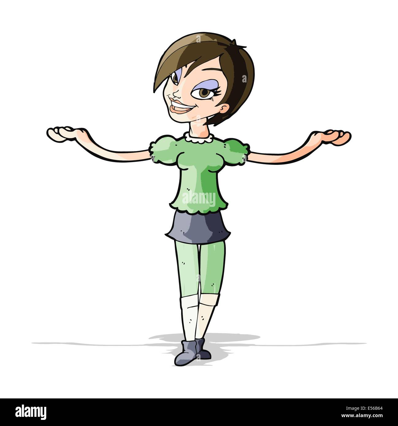 Cartoon woman making open arm Stock Vector Images - Alamy