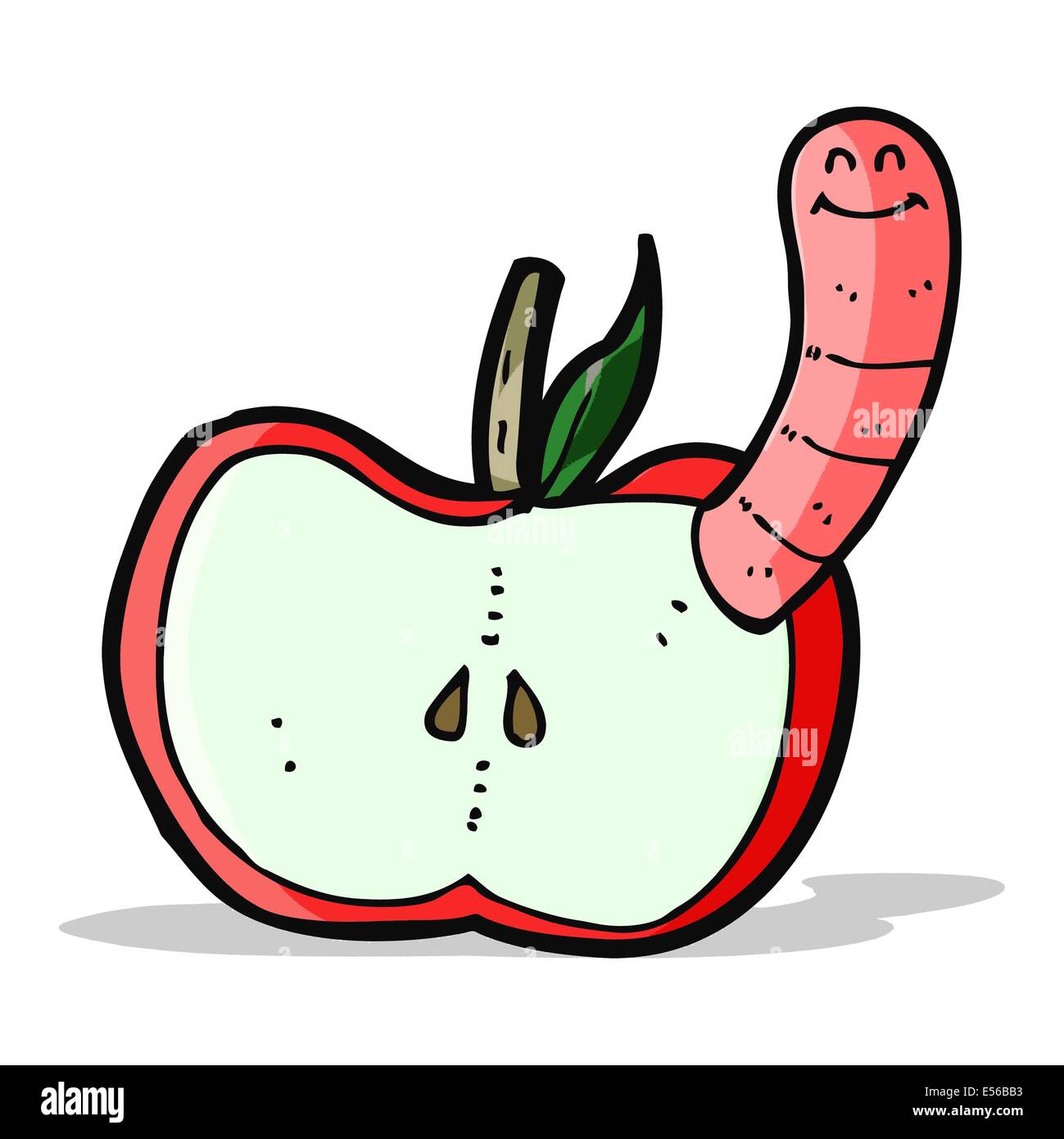 cartoon apple with worm Stock Vector Image & Art - Alamy