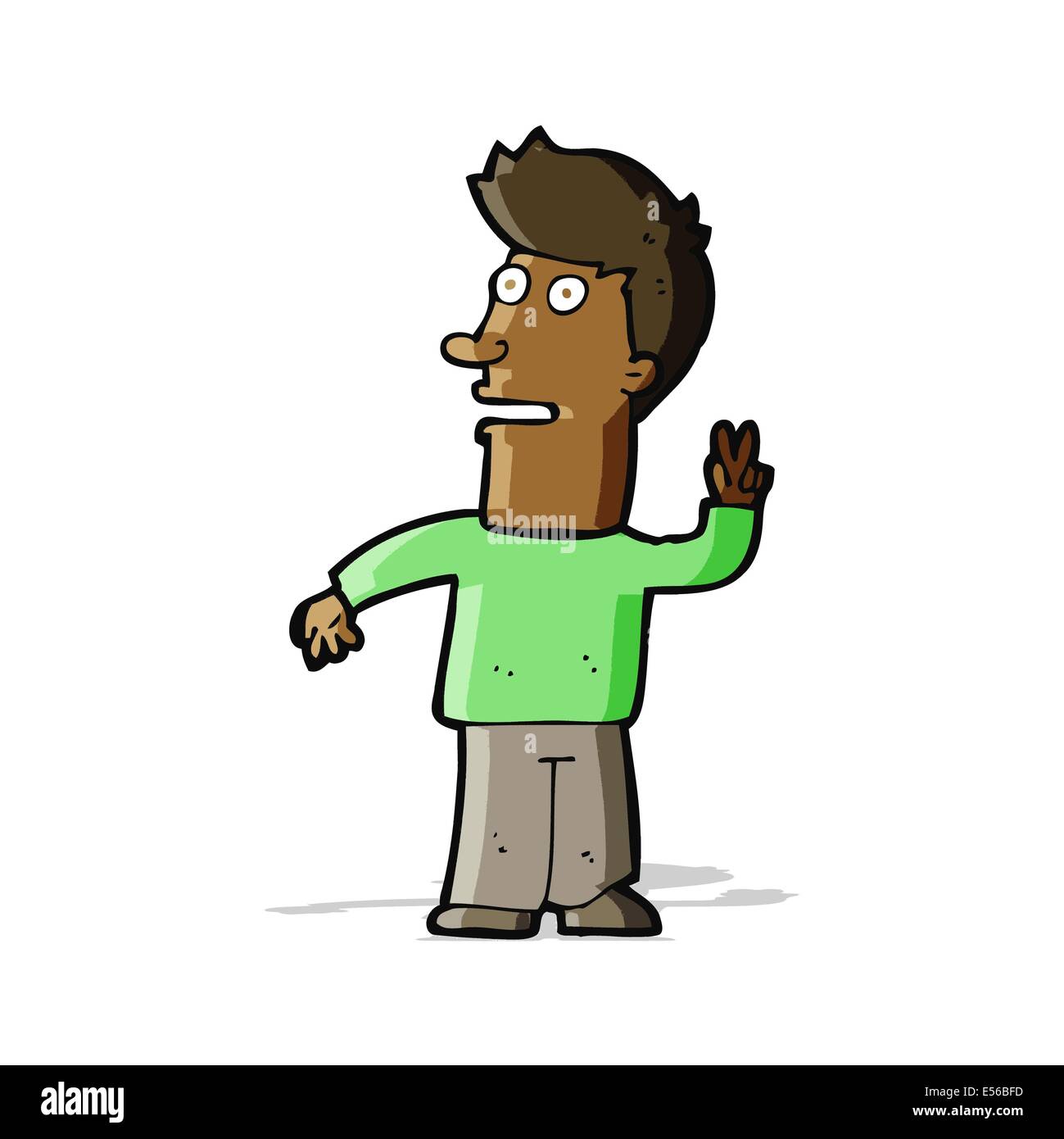 cartoon man making peace sign Stock Vector Image & Art - Alamy