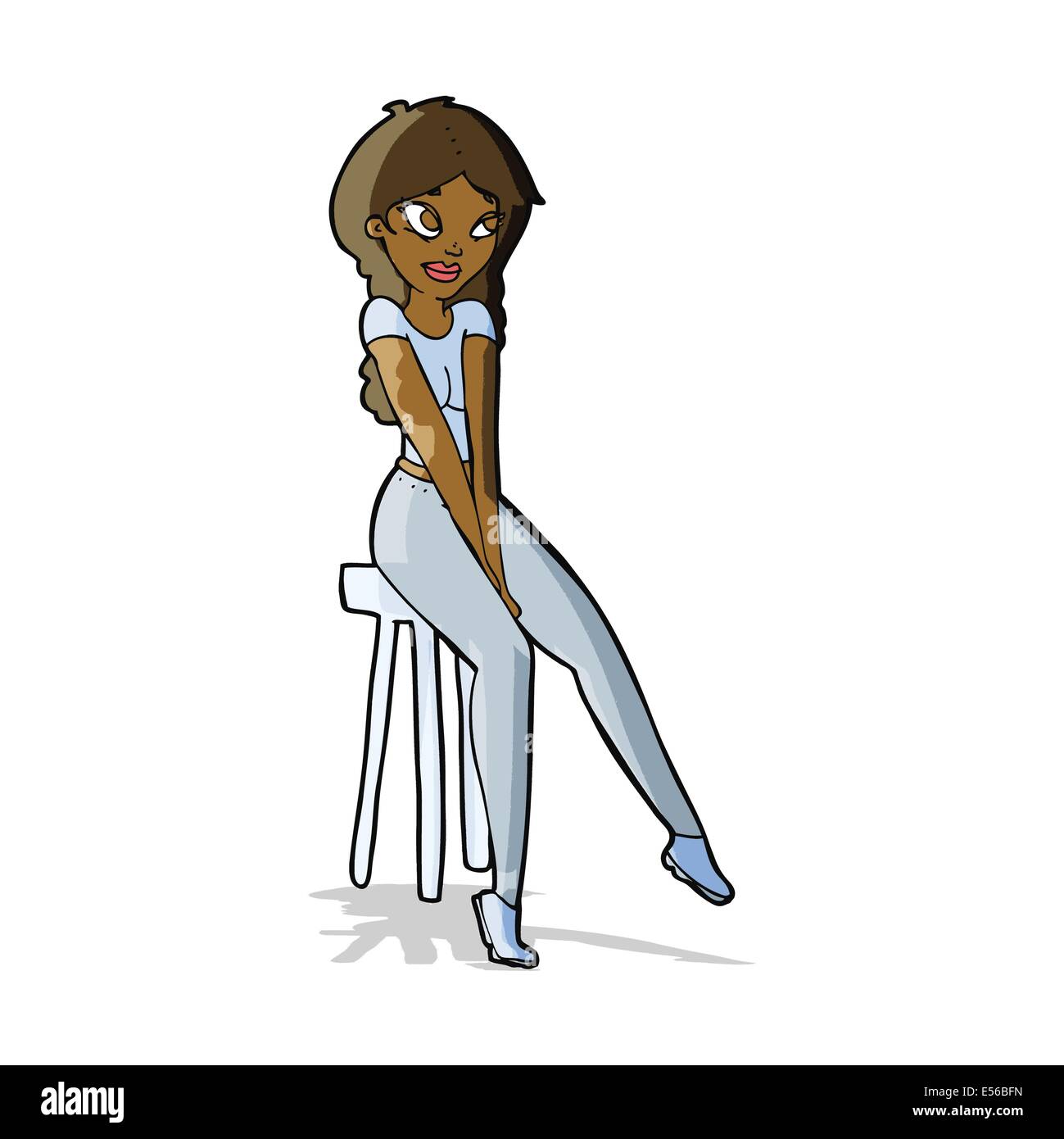 cartoon pretty girl on stool Stock Vector Image & Art - Alamy