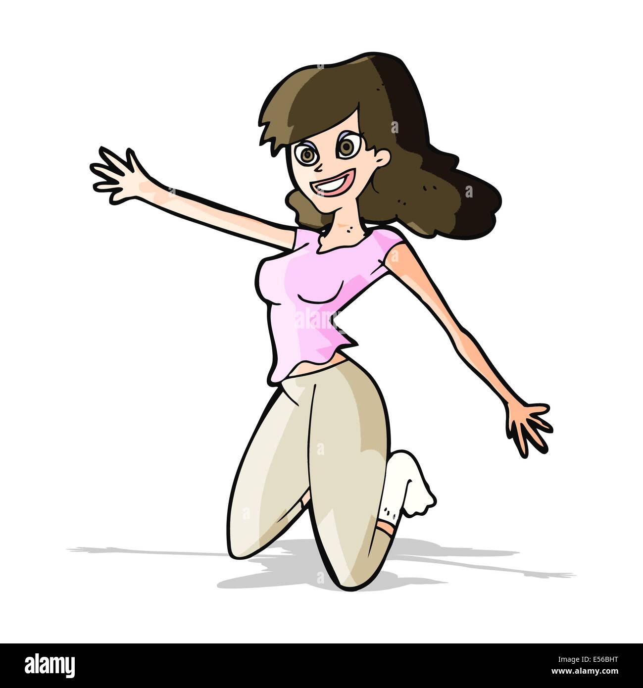 cartoon jumping woman Stock Vector Image & Art - Alamy