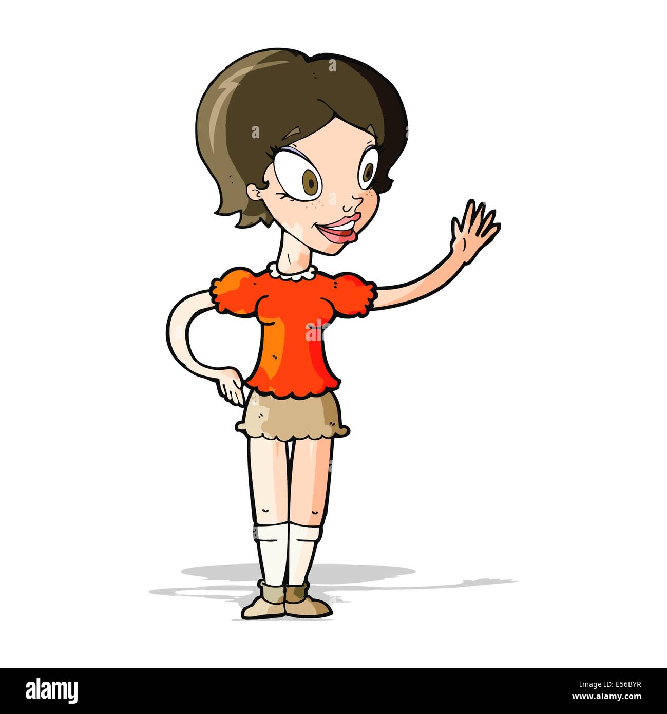 cartoon waving woman Stock Vector Image & Art - Alamy