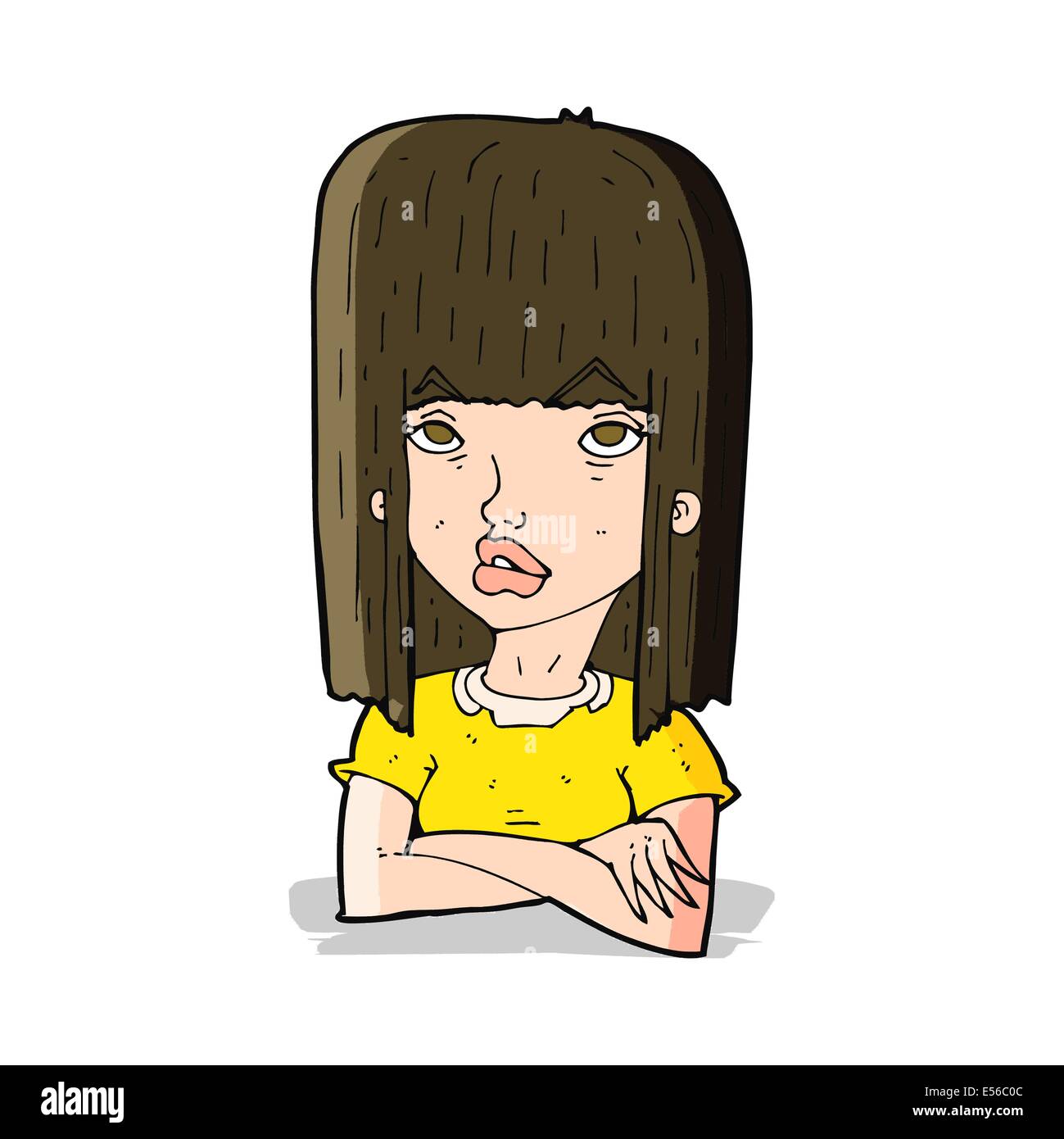 cartoon girl with folded arms Stock Vector Image & Art - Alamy