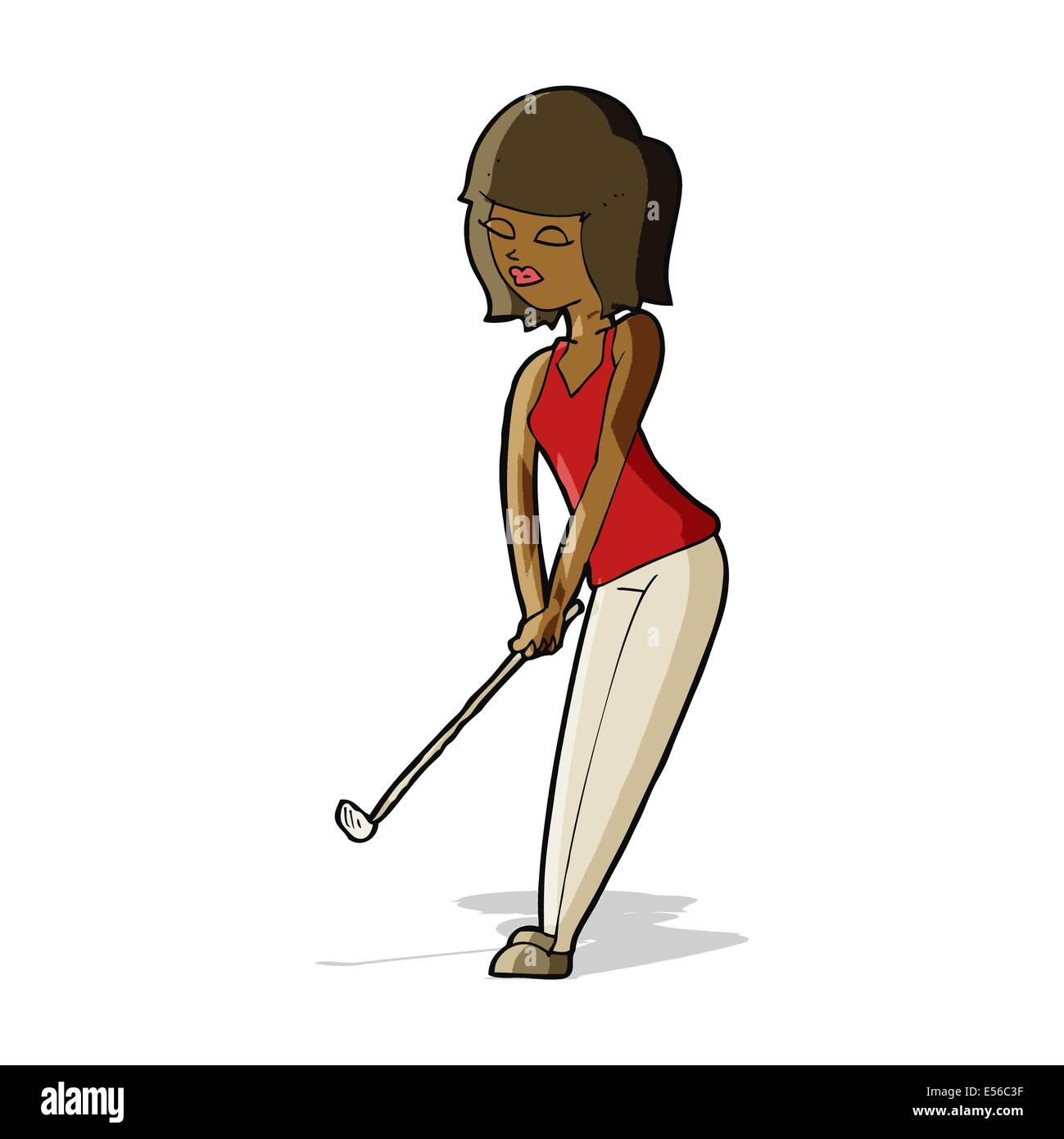 cartoon woman playing golf Stock Vector Image & Art - Alamy