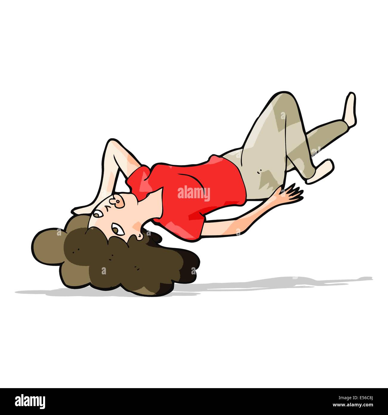 Cartoon woman lying on floor Cut Out Stock Images & Pictures - Alamy