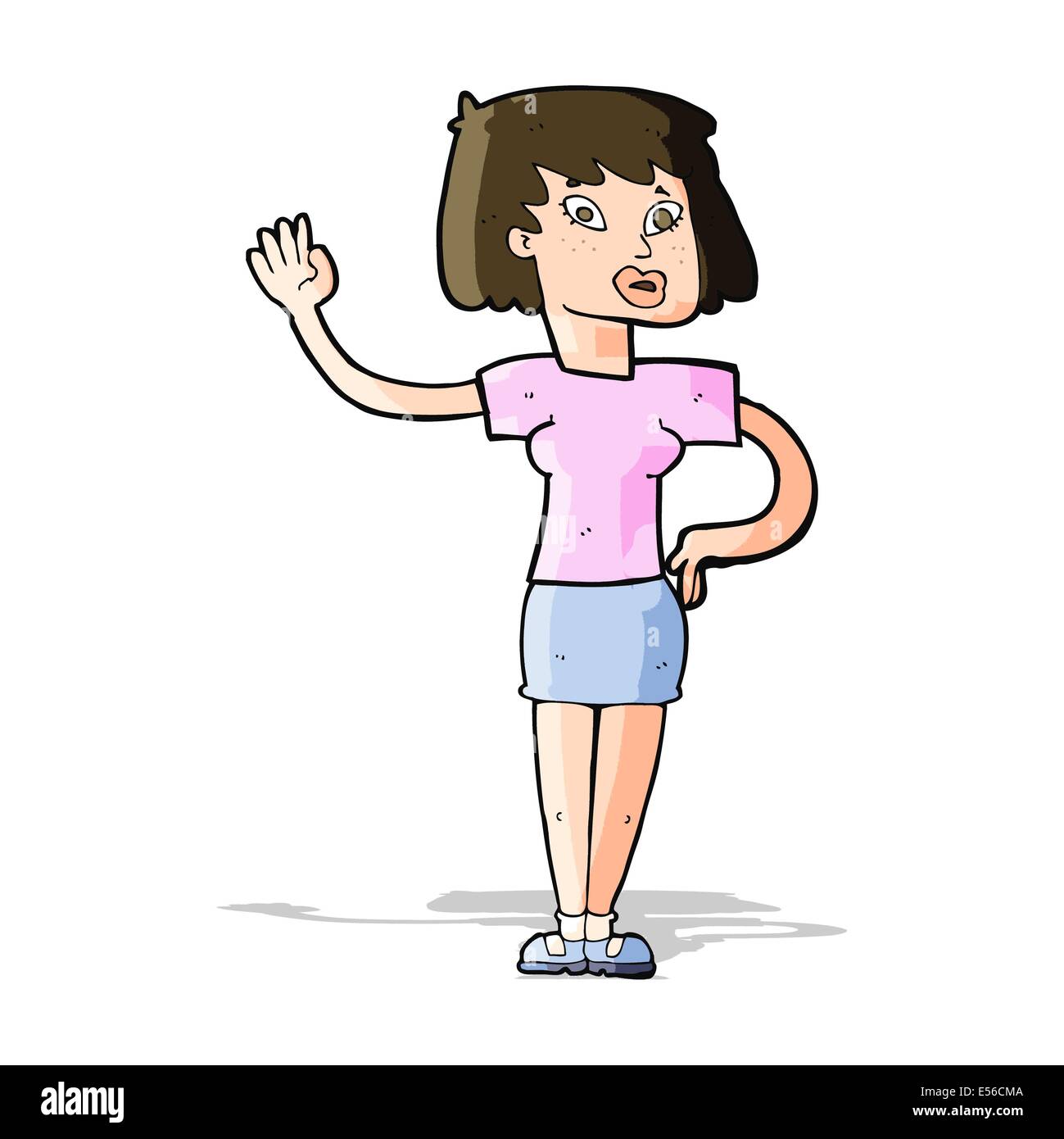 Waving cartoon woman hi-res stock photography and images - Alamy