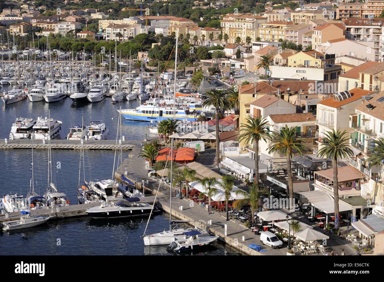 France, Haute Corse, Calvi, the port and town view from Citadel Stock ...