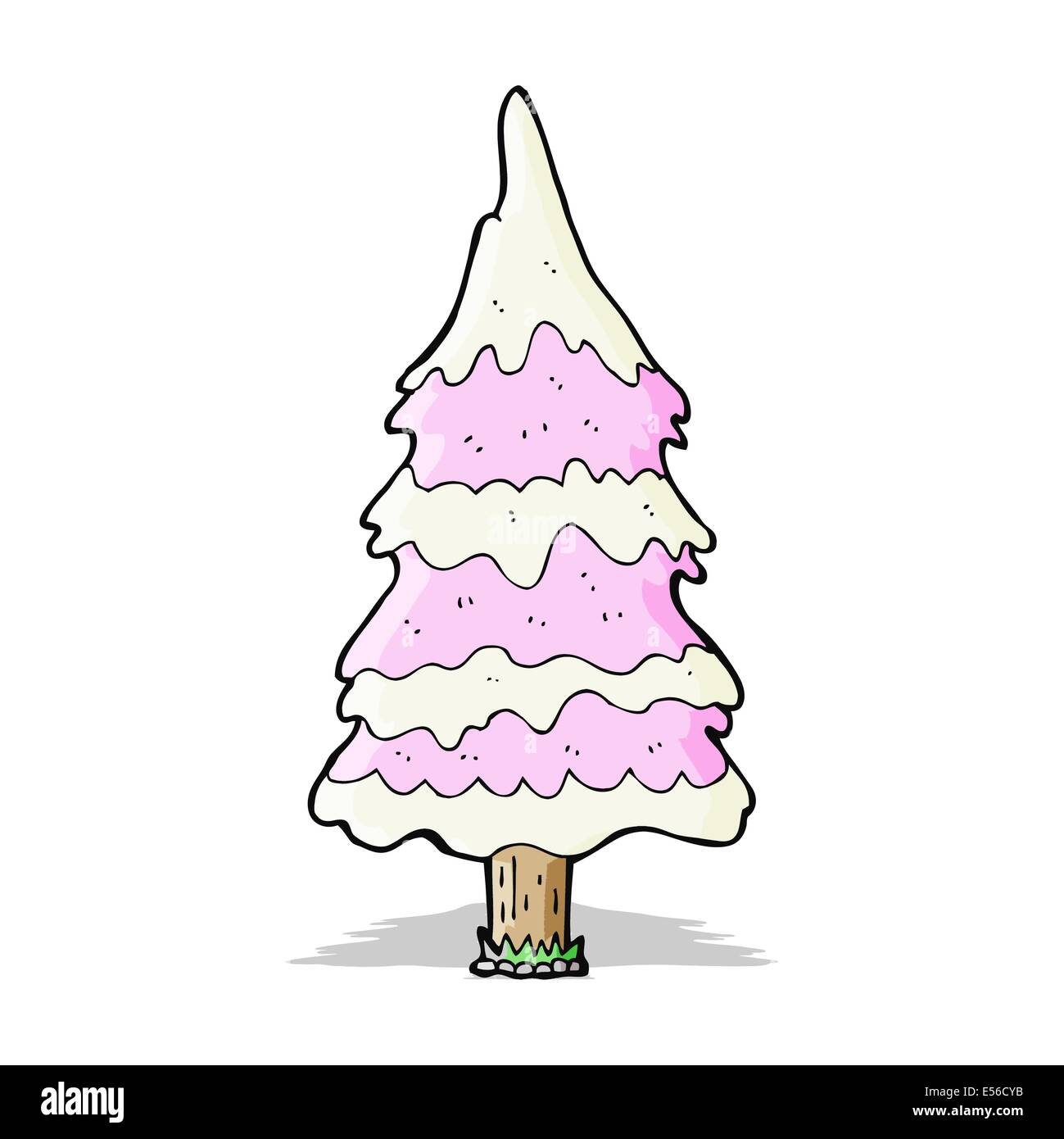 cartoon snowy pink tree Stock Vector Image & Art - Alamy