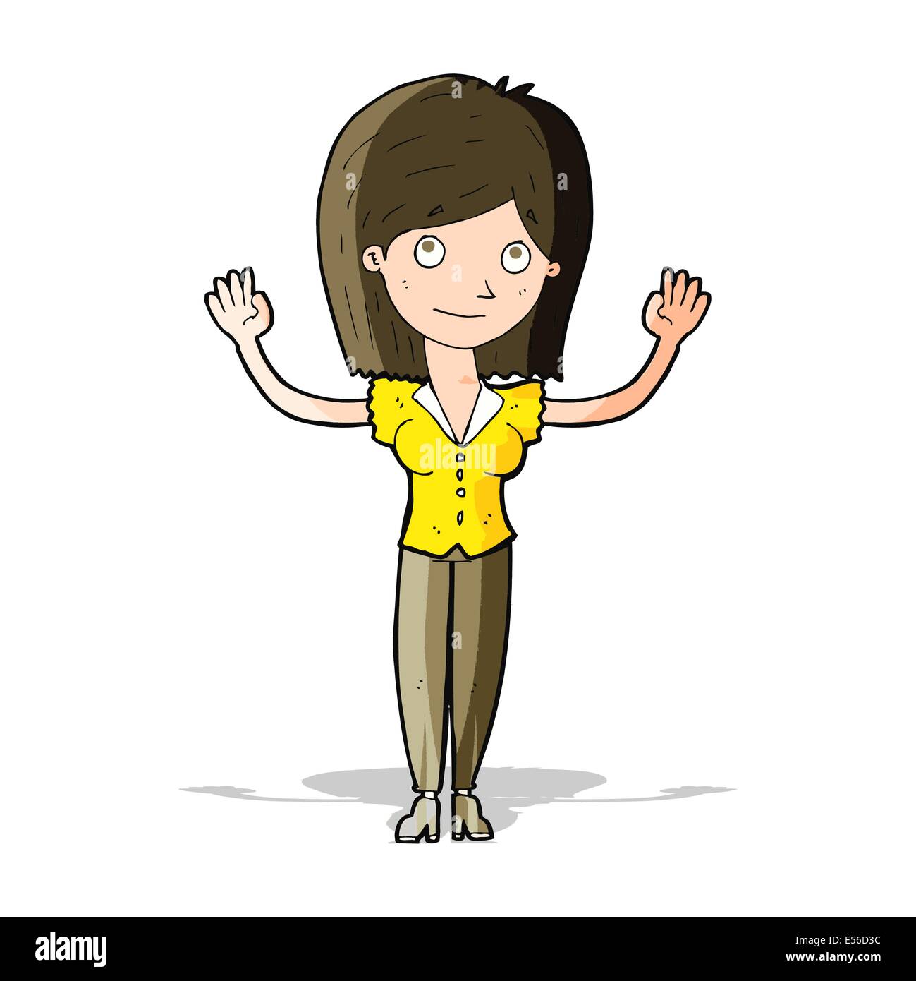 cartoon woman holding up hands Stock Vector Image & Art - Alamy