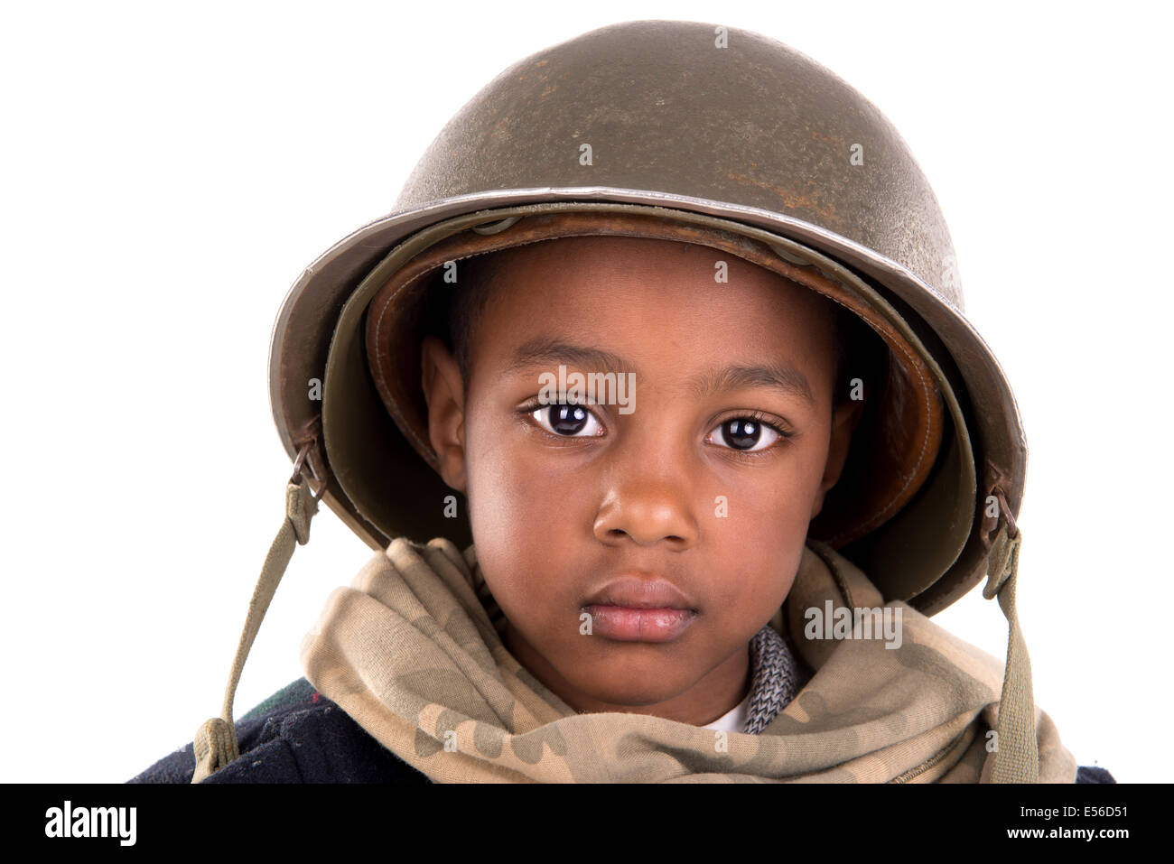 Young boy soldier portrait isolated in white Stock Photo - Alamy