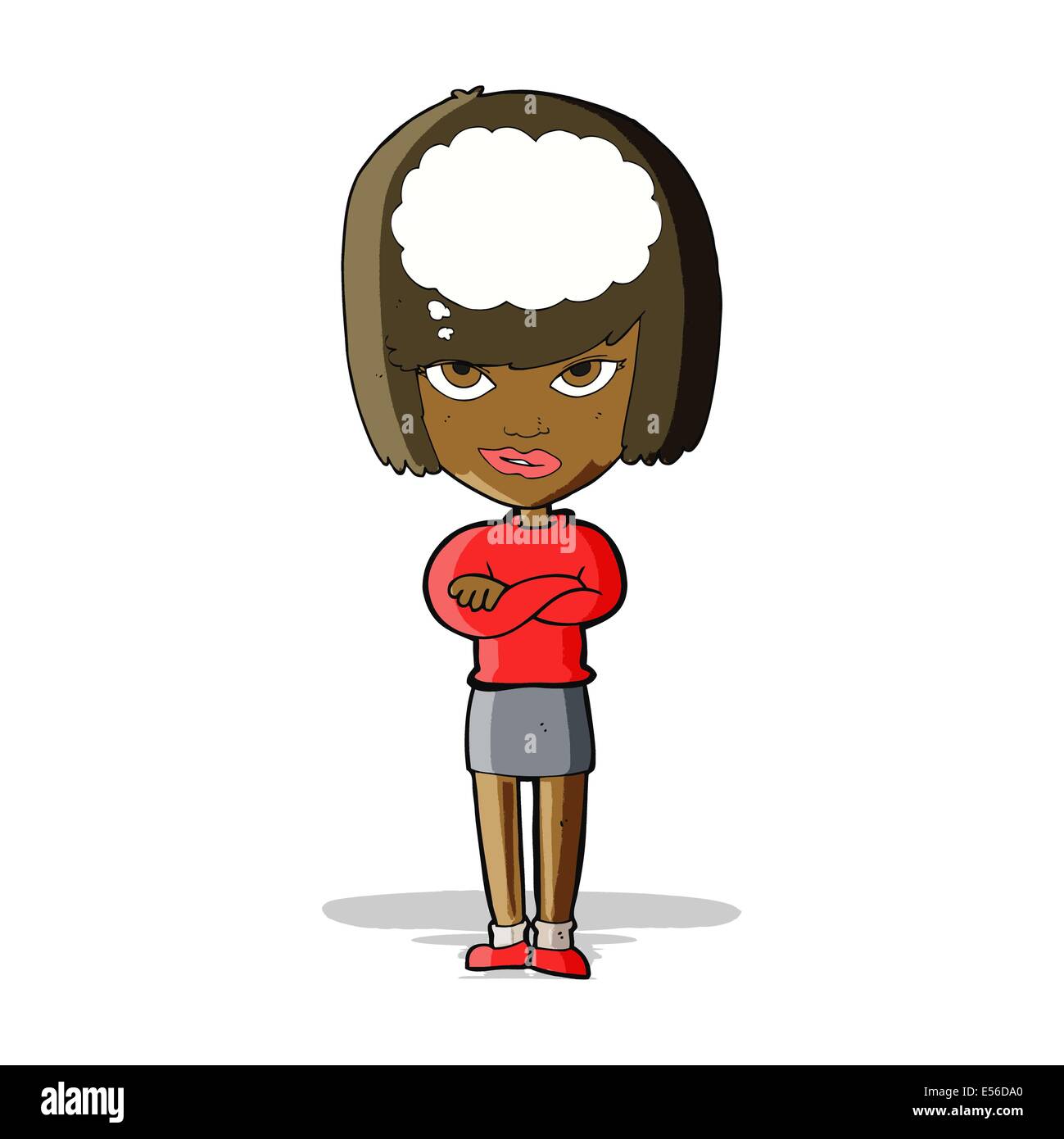 cartoon woman with folded arms imagining Stock Vector Image & Art - Alamy