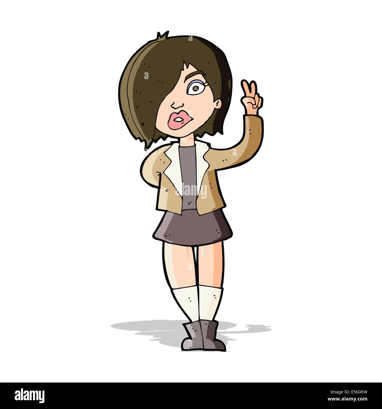 cartoon cool girl giving peace sign Stock Vector Image & Art - Alamy