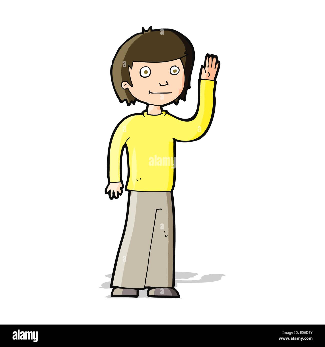 cartoon friendly boy waving Stock Vector Image & Art - Alamy
