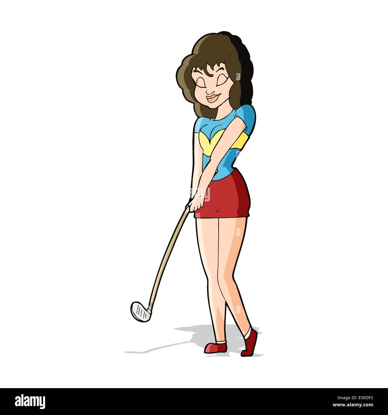 cartoon woman playing golf Stock Vector Image & Art - Alamy