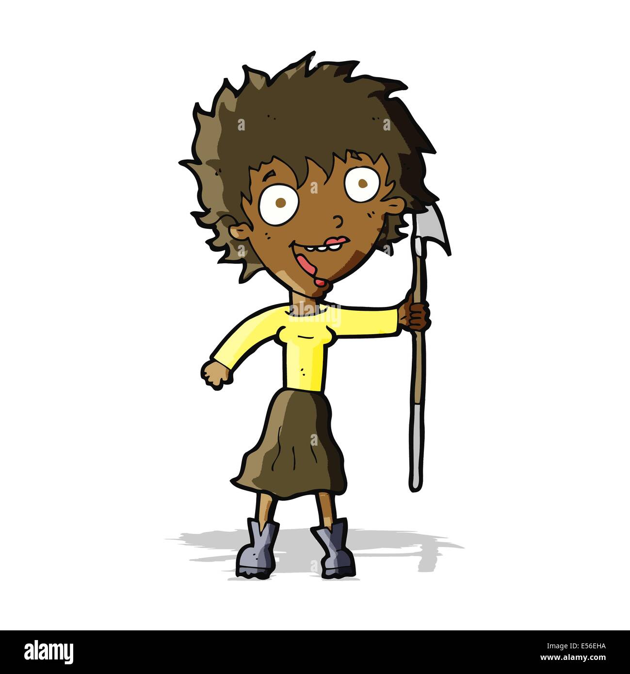 cartoon crazy woman with spear Stock Vector Image & Art - Alamy