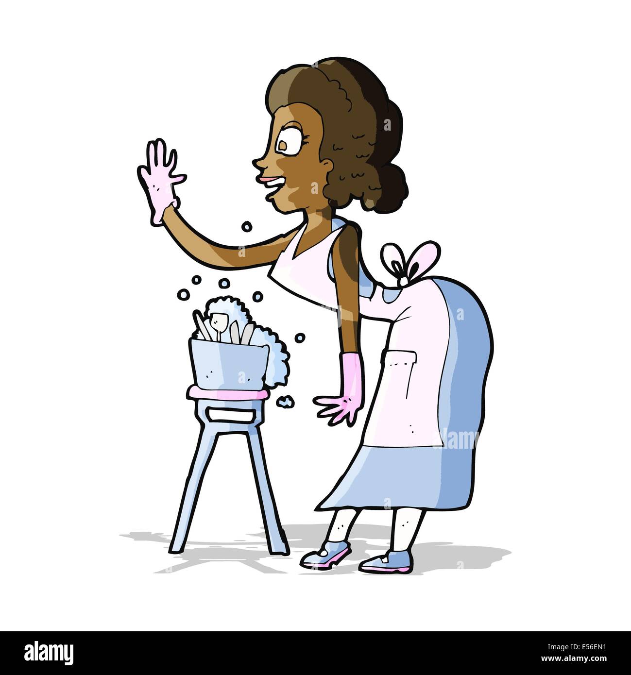 cartoon housewife washing up Stock Vector Image & Art - Alamy