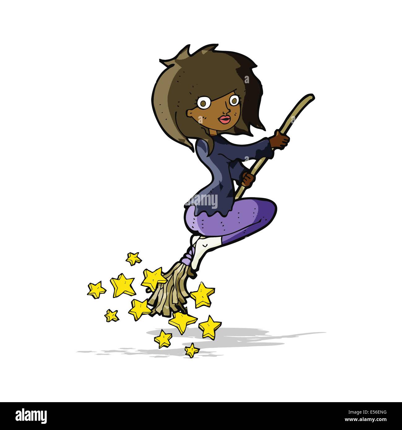 cartoon witch riding broomstick Stock Vector Image & Art - Alamy