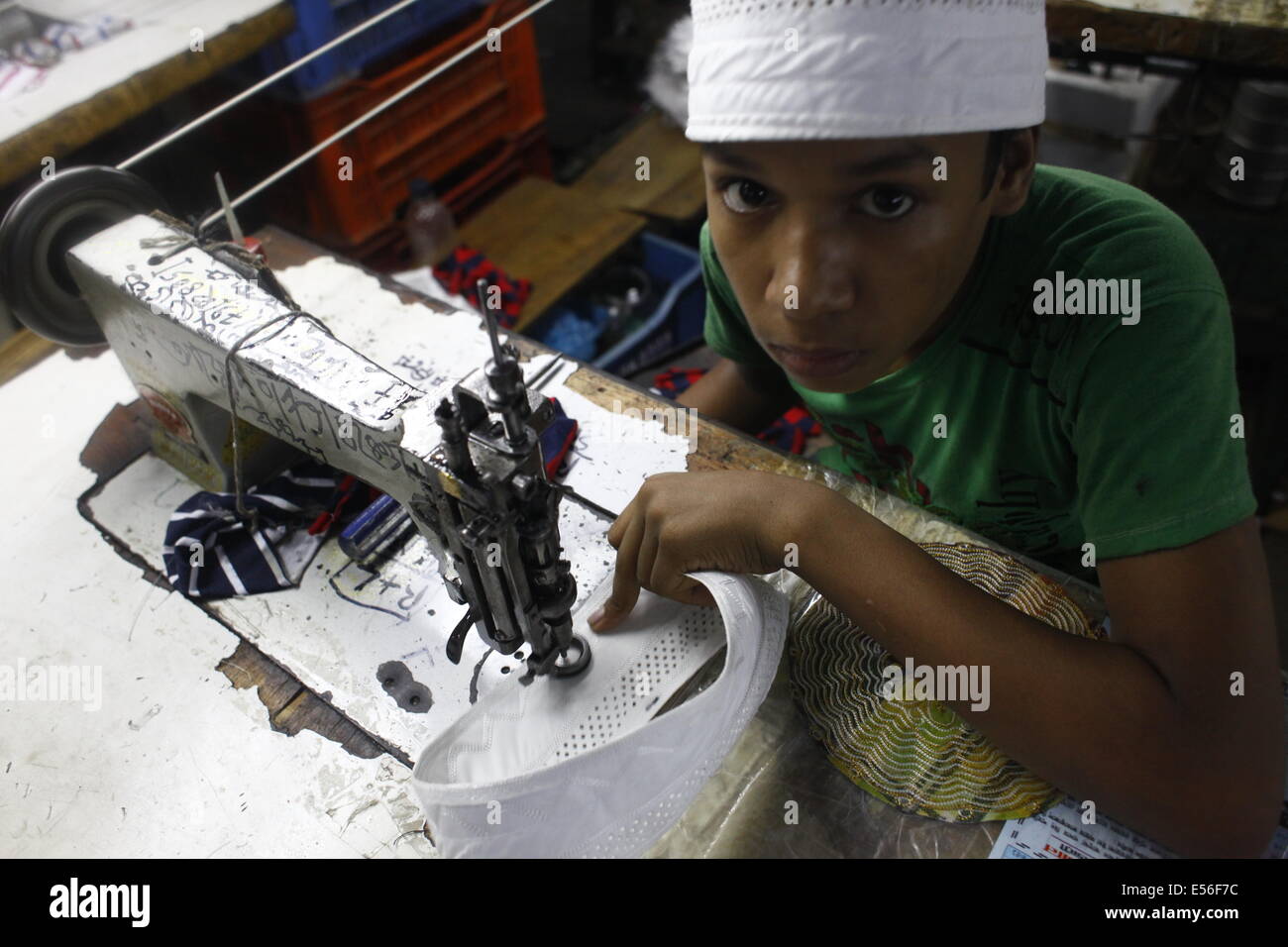 Worker making Islamic Tupi (cap) in a factory in Bangladesh on the ...