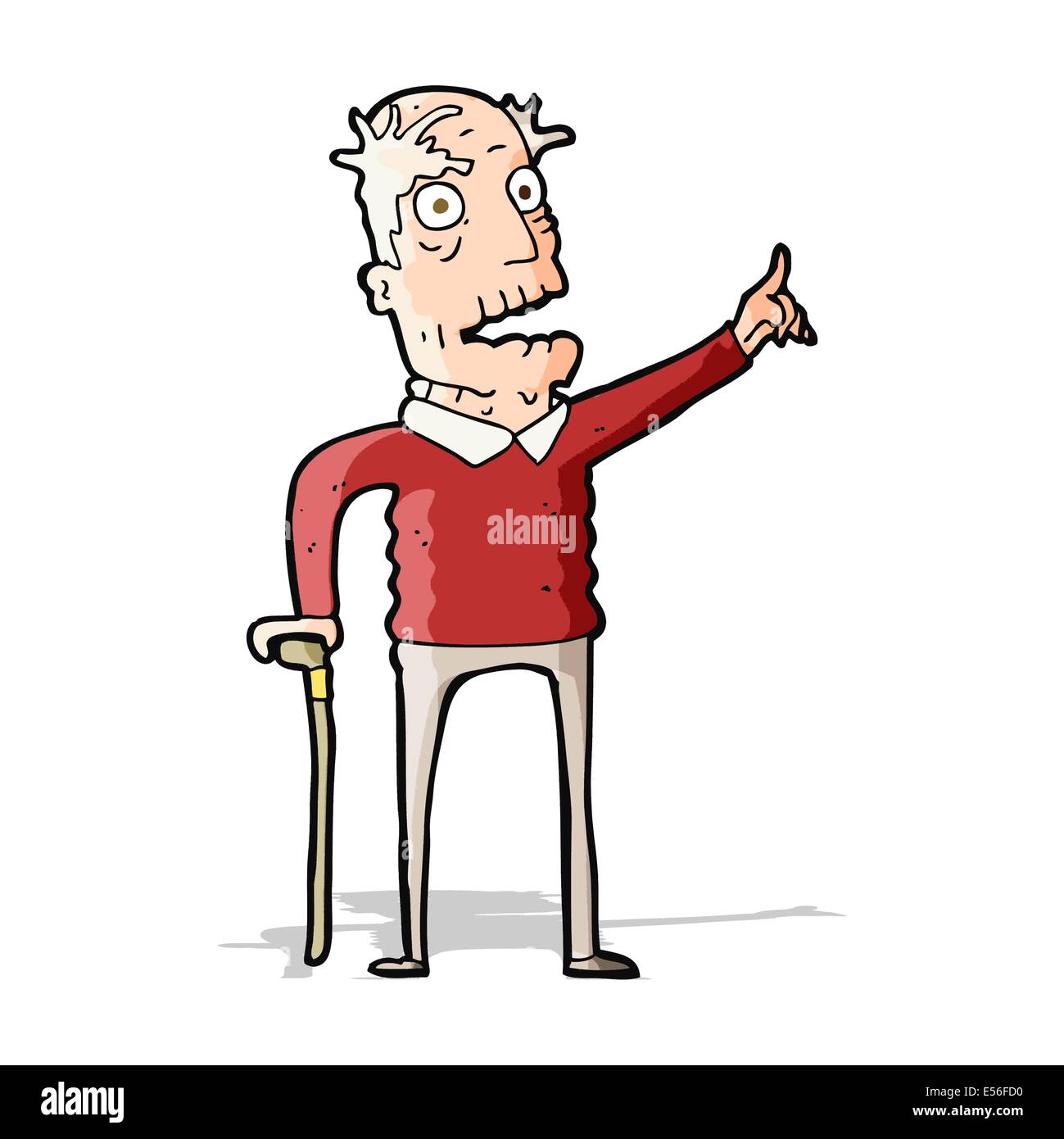 cartoon old man with walking stick Stock Vector Image & Art - Alamy