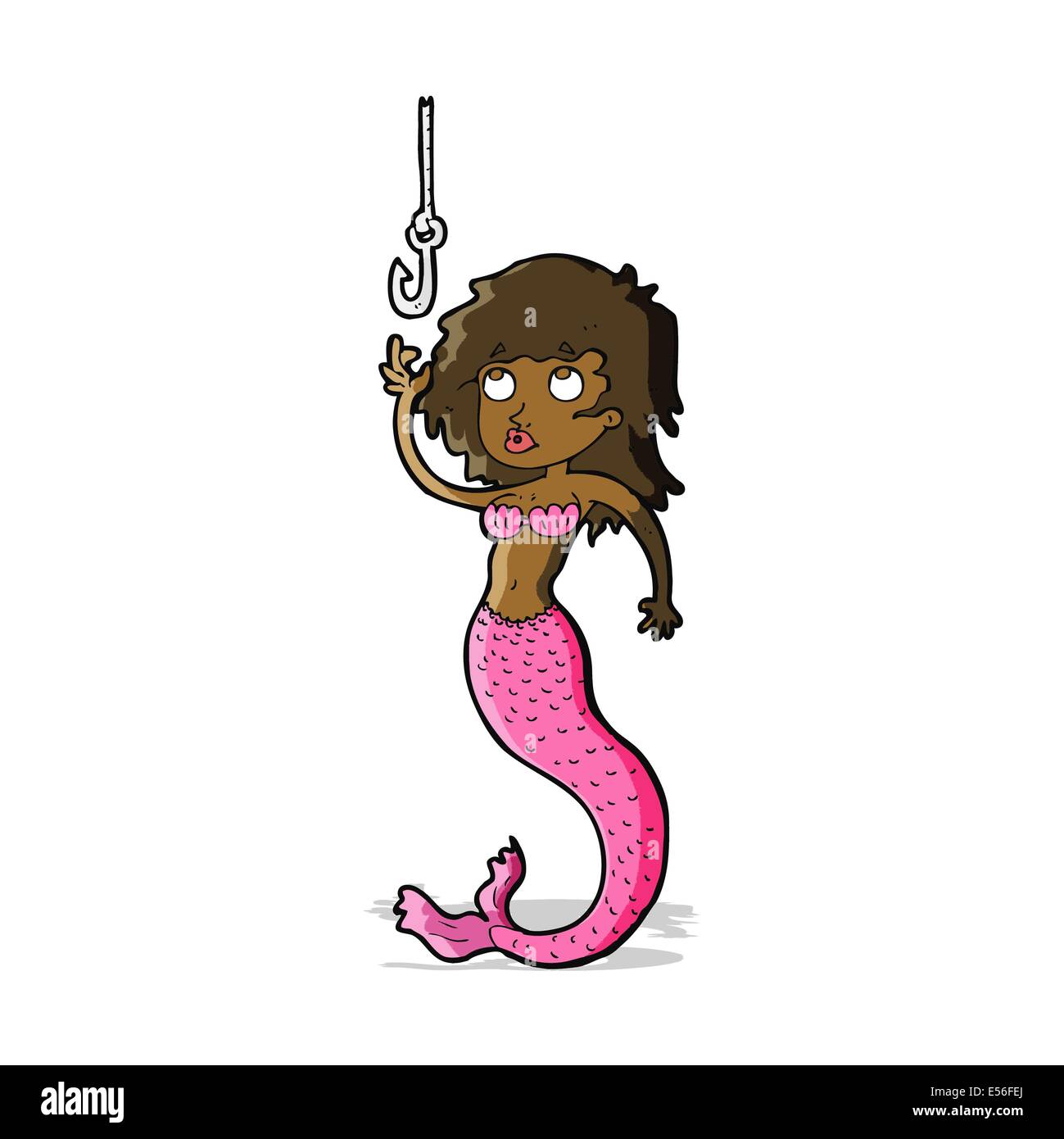 cartoon mermaid and fish hook Stock Vector Image & Art - Alamy